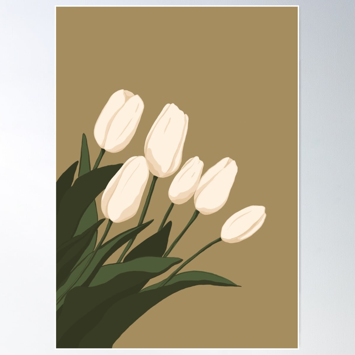 Bouquet Of White Tulips Poster Wall Art, Modern Wall Decor For Living ...