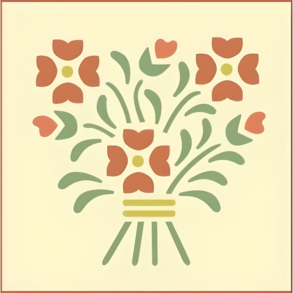 Bouquet Stencil - Flower Floral Arrangements Bouquet Border Colonial ...