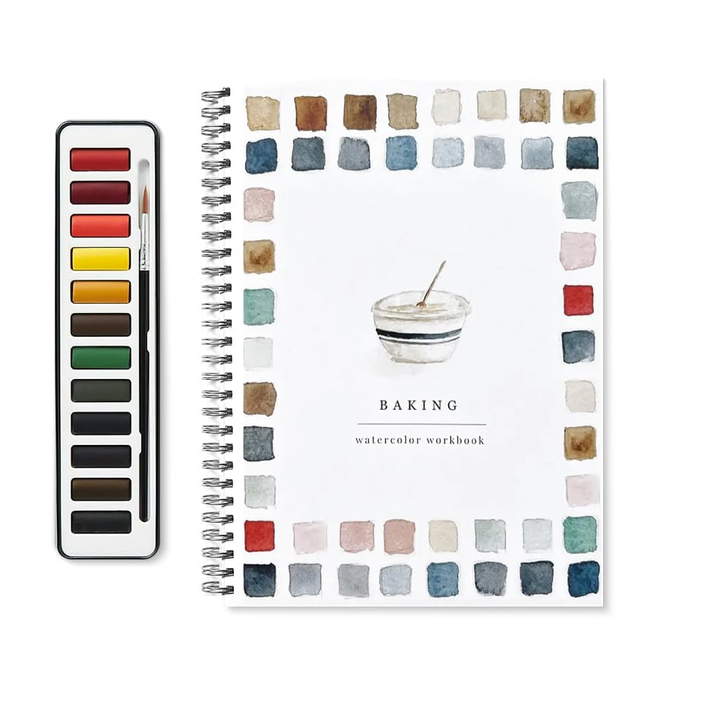 Bouquet Watercolor Workbook for Beginners, Lex Studio, 12 Colors Paint ...