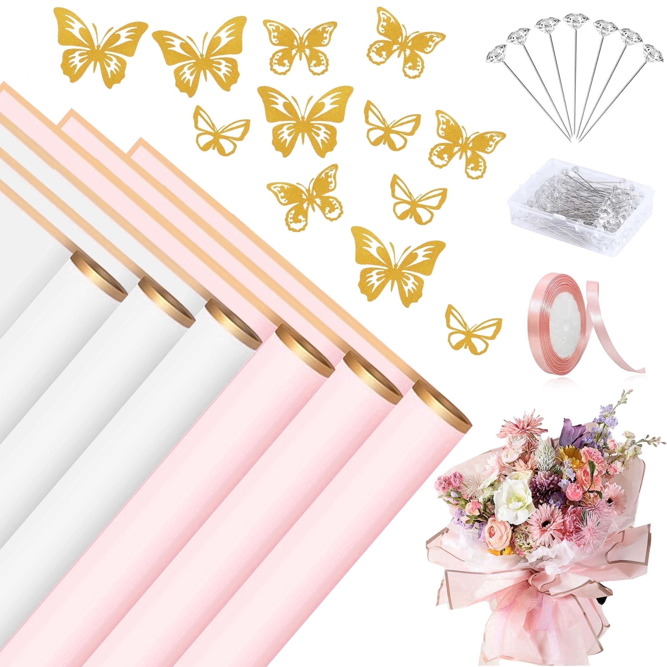 LANNEY Bouquet Wrapping Paper 143 Pcs, Flower Wrapping Paper 30 Sheets ...