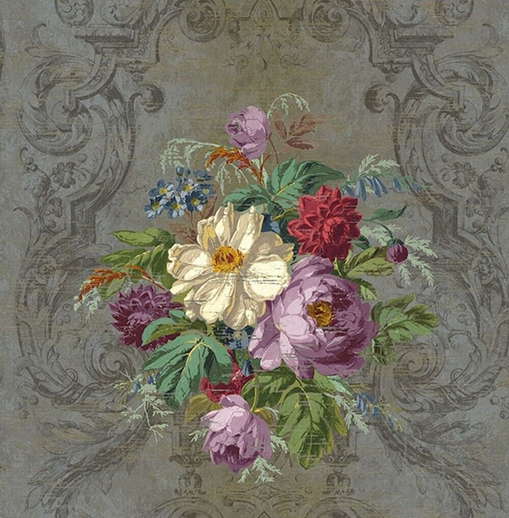 Bouquets of Flowers on a Neo-Classical Background Wallpaper by Wallquest LB31108 - Walmart.com