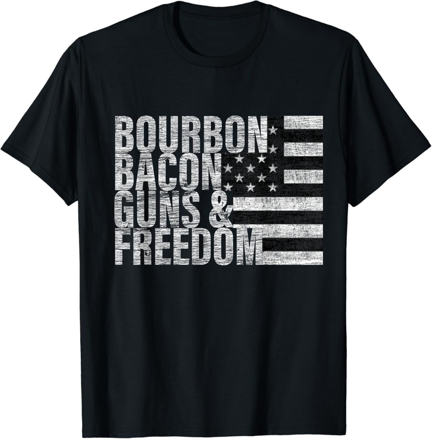 Bourbon Bacon Guns & Freedom T-shirt Flag Tee - Walmart.com