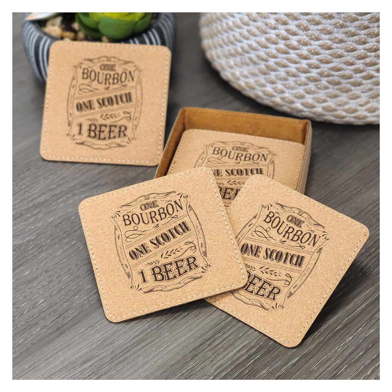 Bourbon Coasters - Handmade Coasters Set of 6 - Engraved Barware ...
