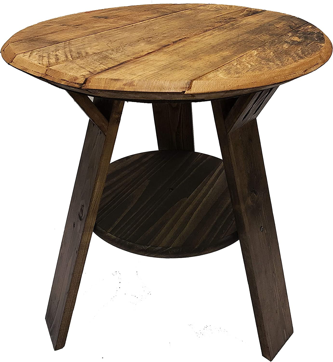 Bourbon Collection Whiskey Barrel Round Top End Table Wood Side Table ...
