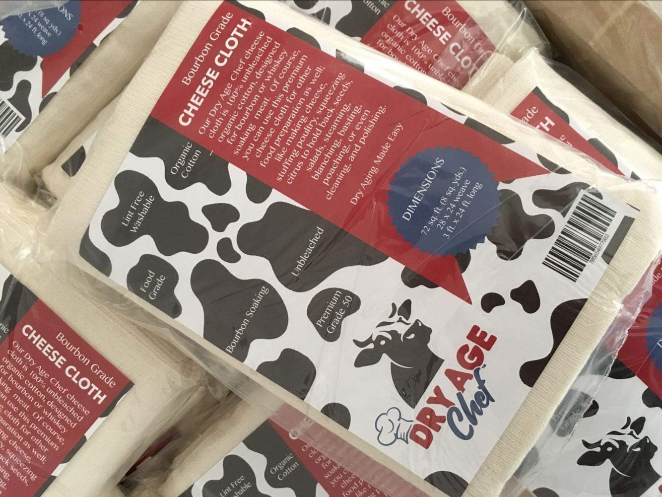 Bourbon Grade, Organic Cotton, Cheese Cloth by Dry Age Chef, a full 8 sq. yds. (72 sq. ft ...
