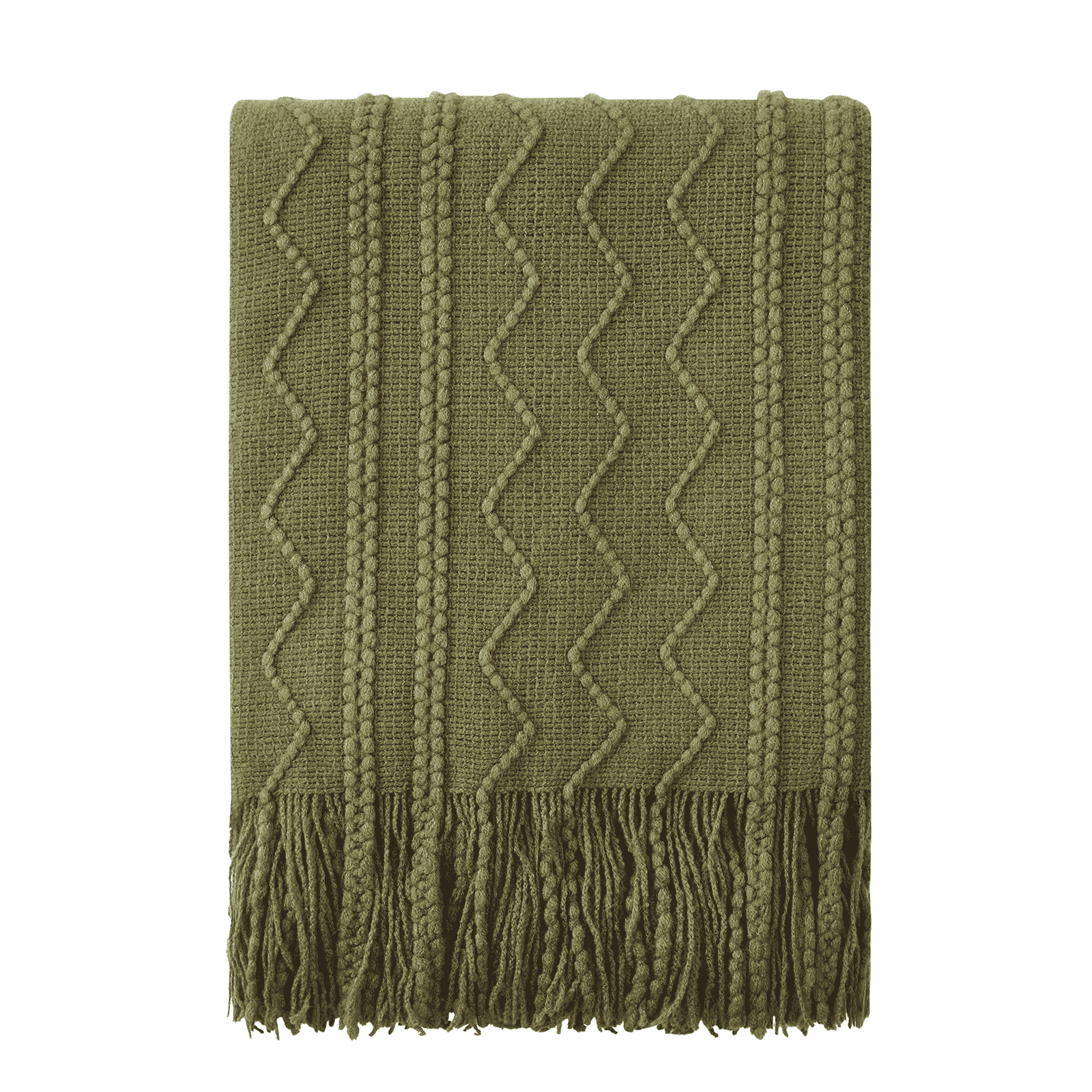 Bourina Olive Knitted Throw Blanket, 100% Acrylic, Machine Washable ...