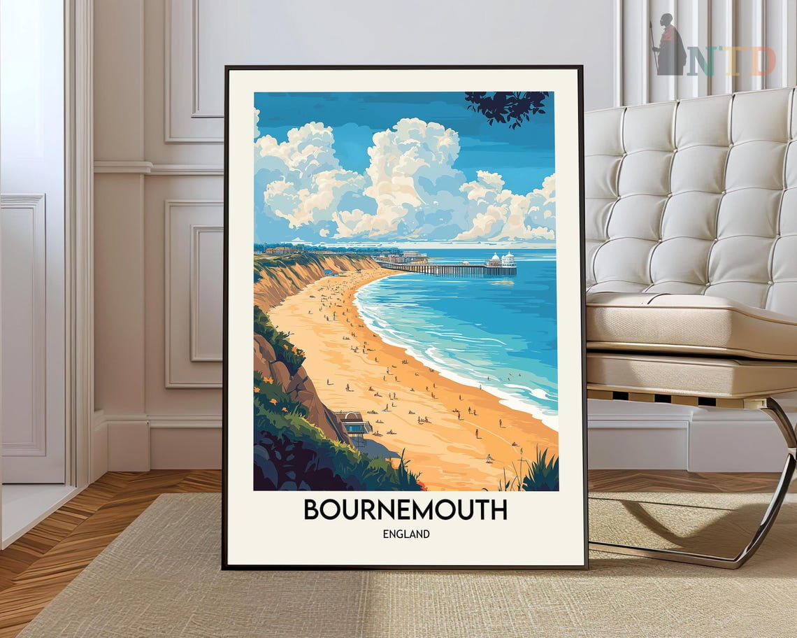 Bournemouth Print, Bournemouth Wall Art, Bournemouth Poster ...