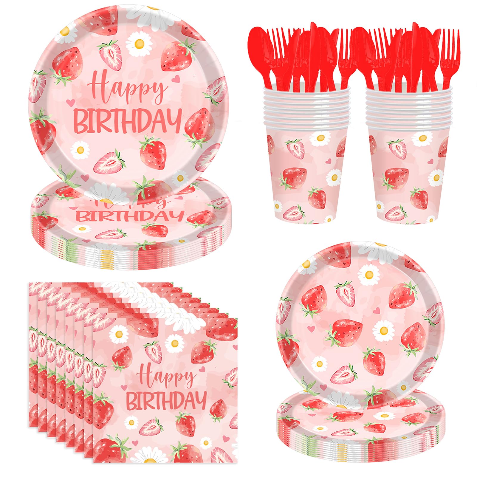 Bourns 168PCS Strawberry Happy Birthday Decorations,Happy Birthday ...