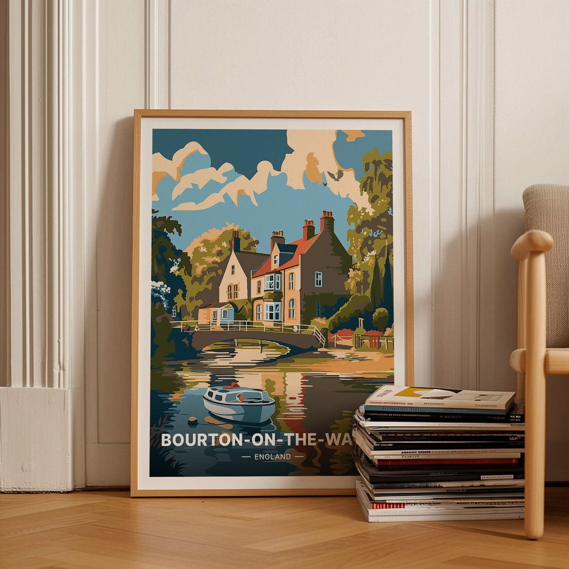 Bourton On The Water Poster, Cotswolds Travel Art, England Landscape ...