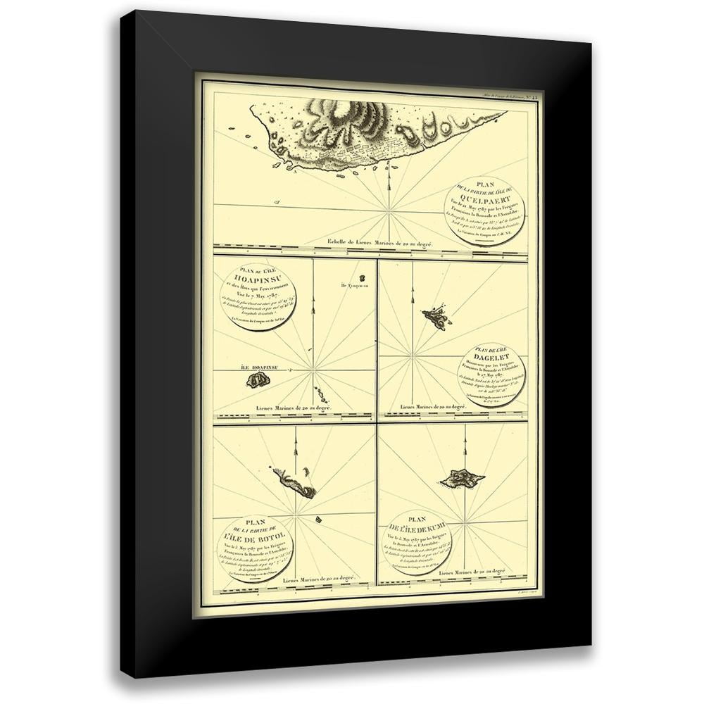Boussole 11x14 Black Modern Framed Museum Art Print Titled - Islands ...