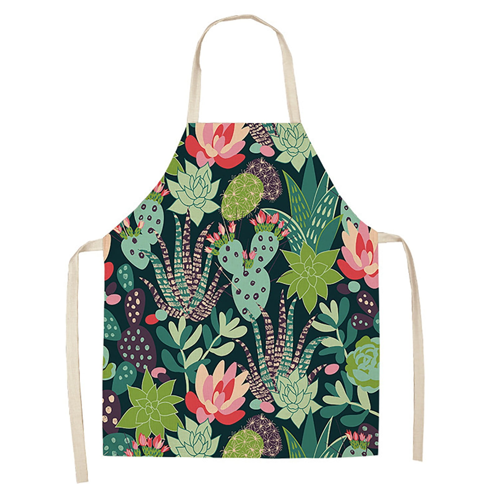 Boutique Apron Sleeve Big Clearance Small Fresh Cactus Printed Apron ...