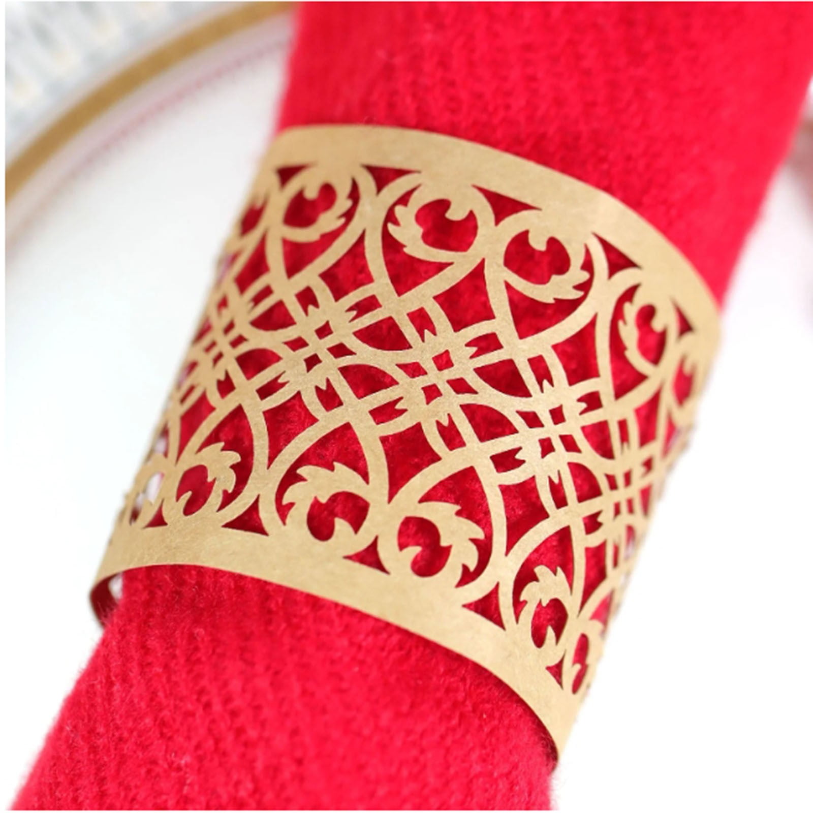 Boutique Big Deals! Kitchen Mat 50PCS Disposable Napkin Rings Cut Foil ...