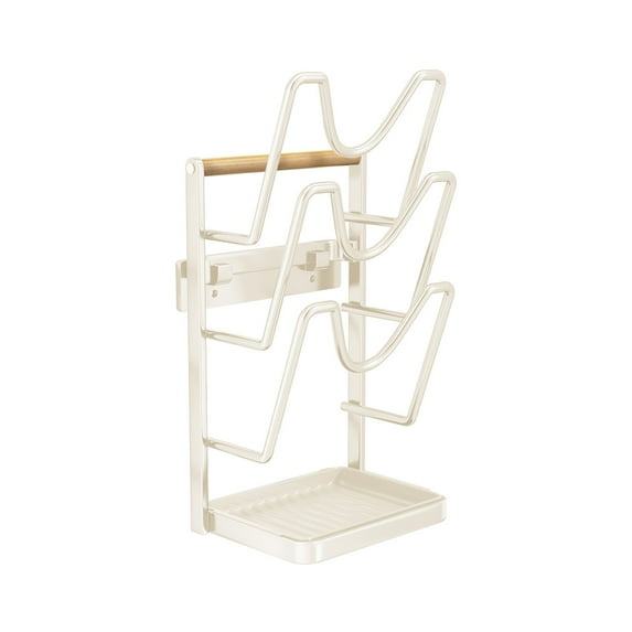 Boutique Clearance Wood Grain Pot Lid Rack No Drill Wall Mounted Pot ...