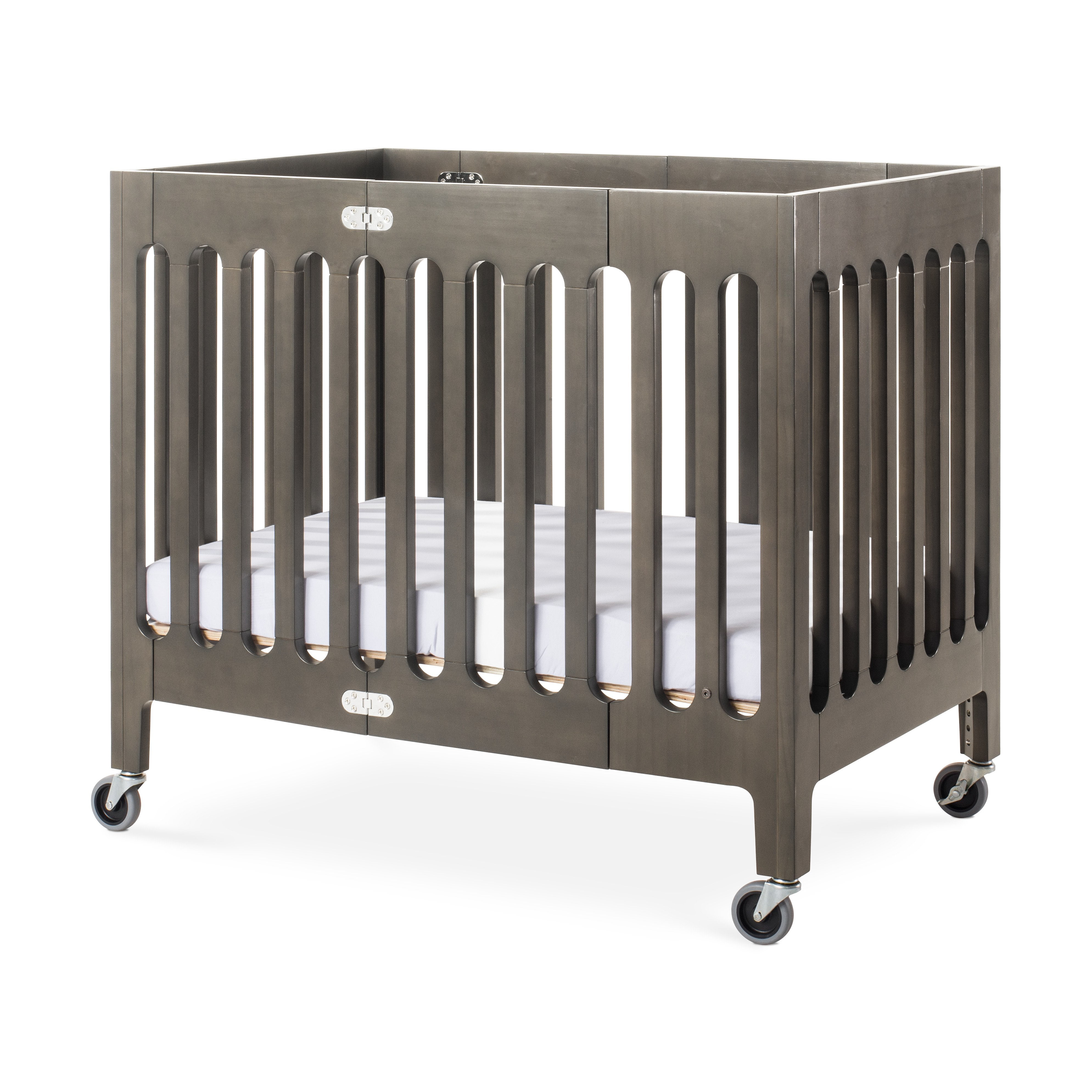 Boutique™ Compact Folding Wood Crib w/ 3" Foam Mattress and Oversized ...