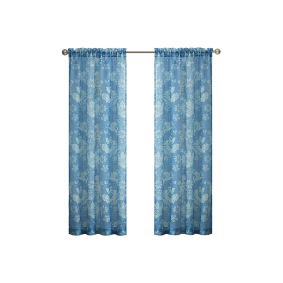 Boutique Light Filtering Sheer Curtain Panel Pair, Set of 2, Floral ...