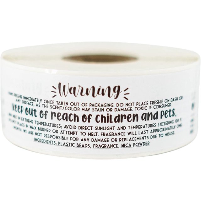 Boutique Marketing LLC Freshie Warning Label Stickers 350 Per Roll 1.1 ...