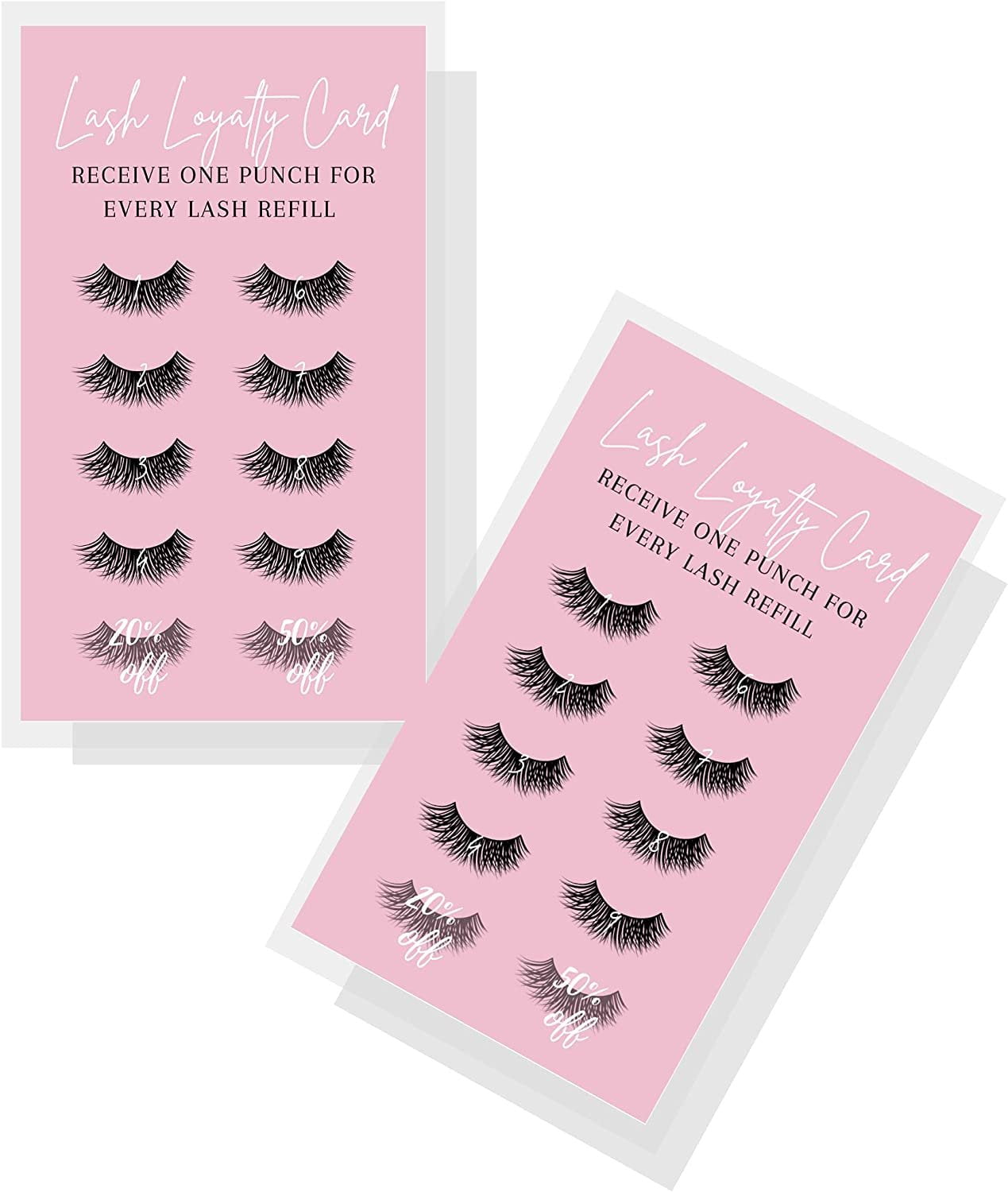 Boutique Marketing LLC Lash Extension Loyalty Discount Cards 50 Pack 3.5 x 2 inches Business ...
