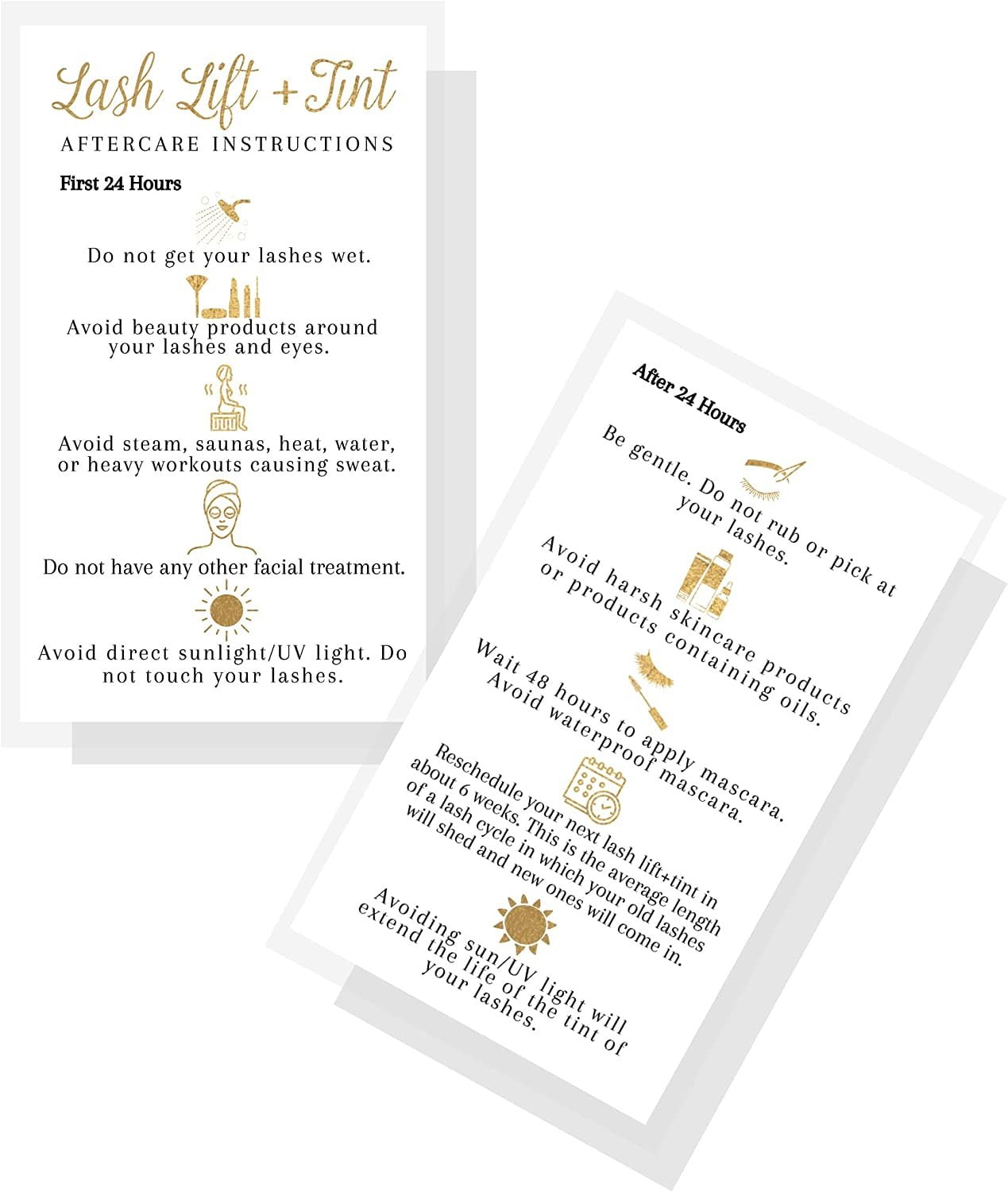 Boutique Marketing LLC Lash Lift + Tint Aftercare Instruction Cards 50 ...