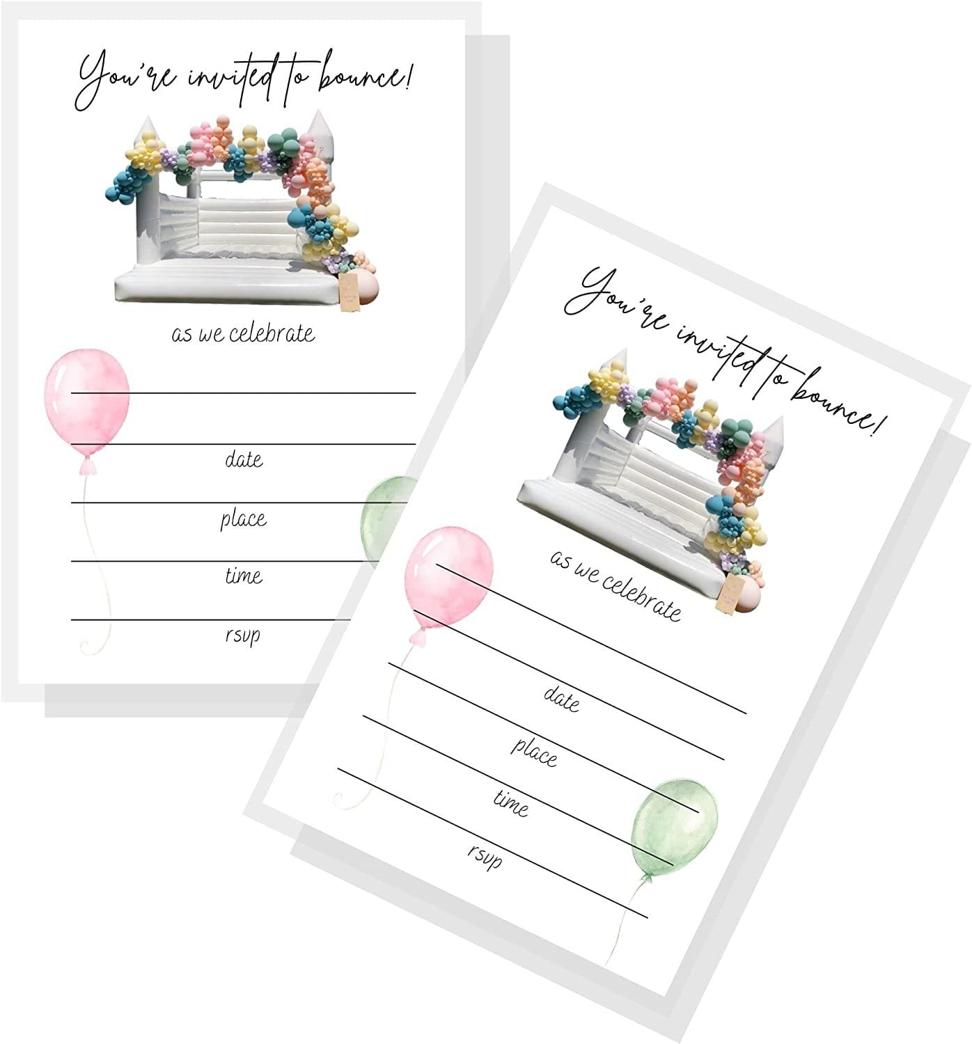 Boutique Marketing LLC White Bounce House Party Invitation Cards ...
