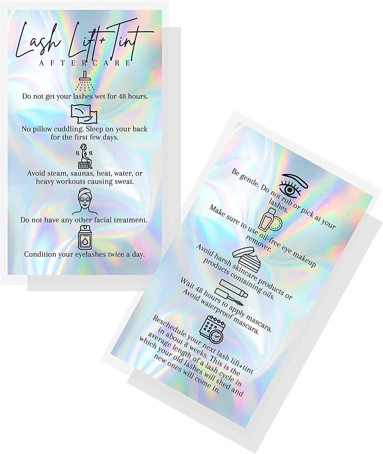 Boutique Marketing Lash Lift + Tint Aftercare Cards 50 Pack 2x3.5 ...