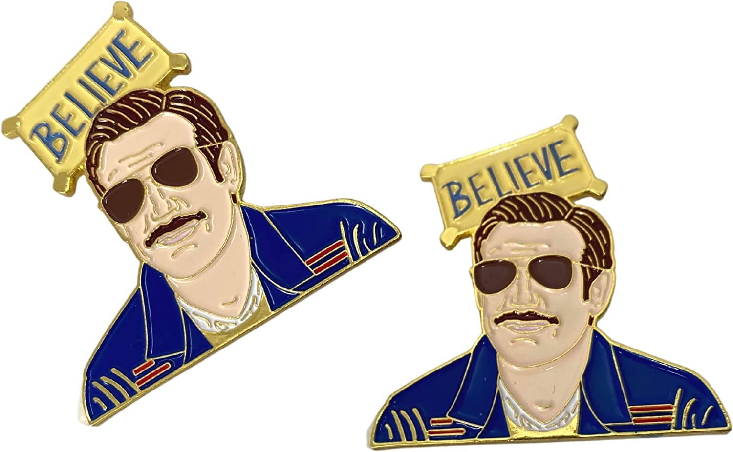 Boutique Marketing Lasso Enamel Pin Ted with Aviator Sunglasses ...