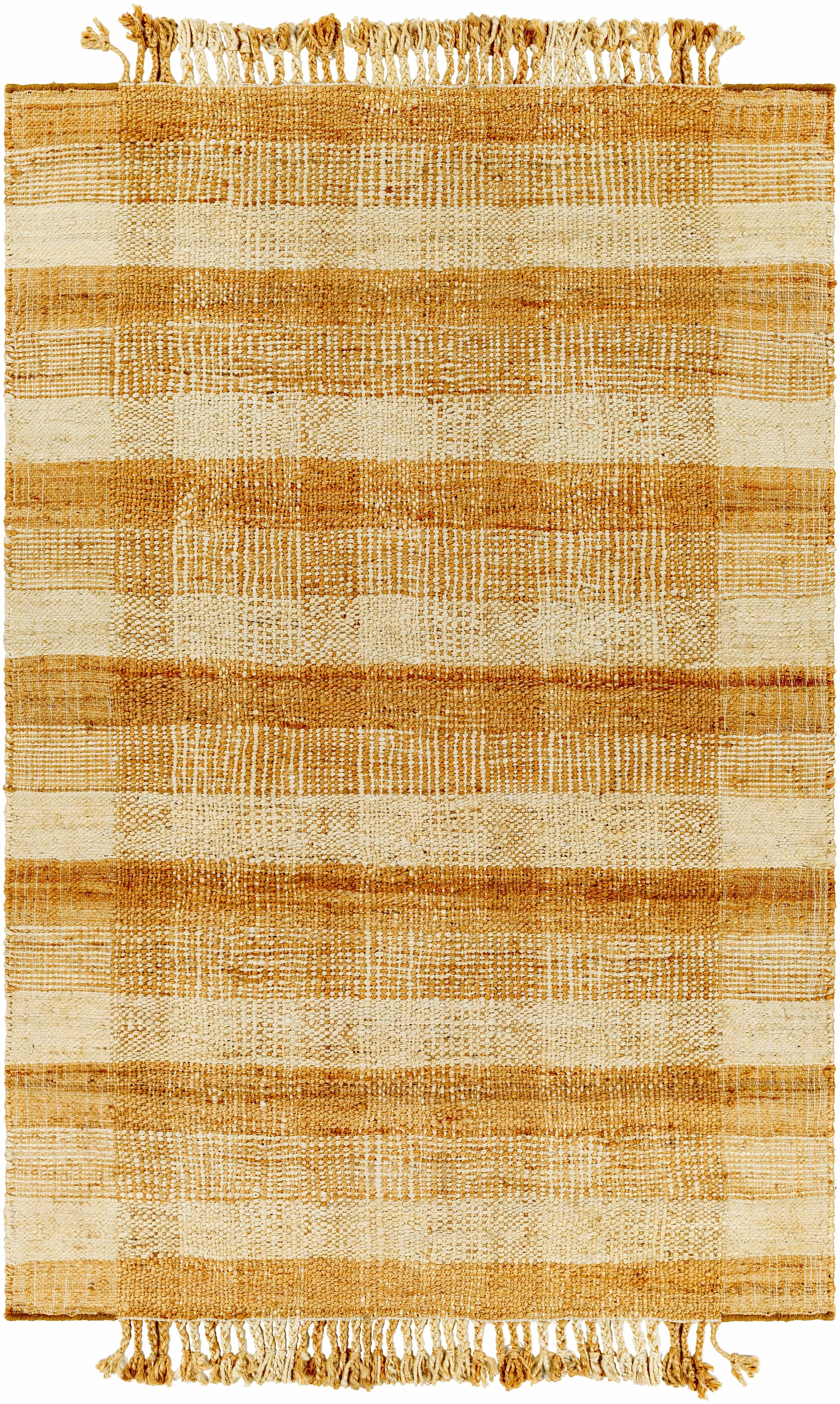 BoutiqueRugs Alara Jute Plaid Area with Tassel Area Rug - Peach, Tan ...