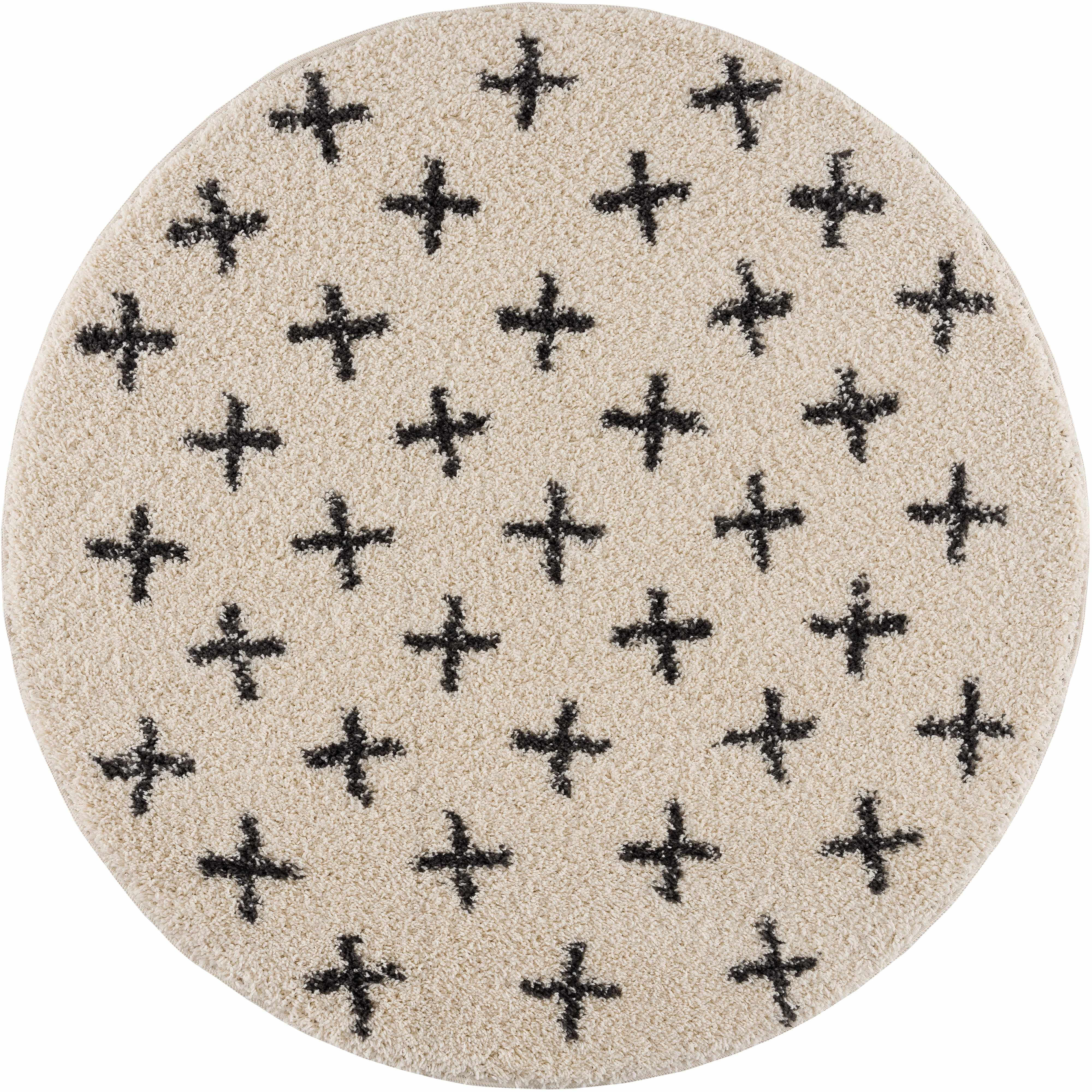 Boutique Rugs Alstead Farmhouse Swiss Cross Geometric Shag with Tassels ...