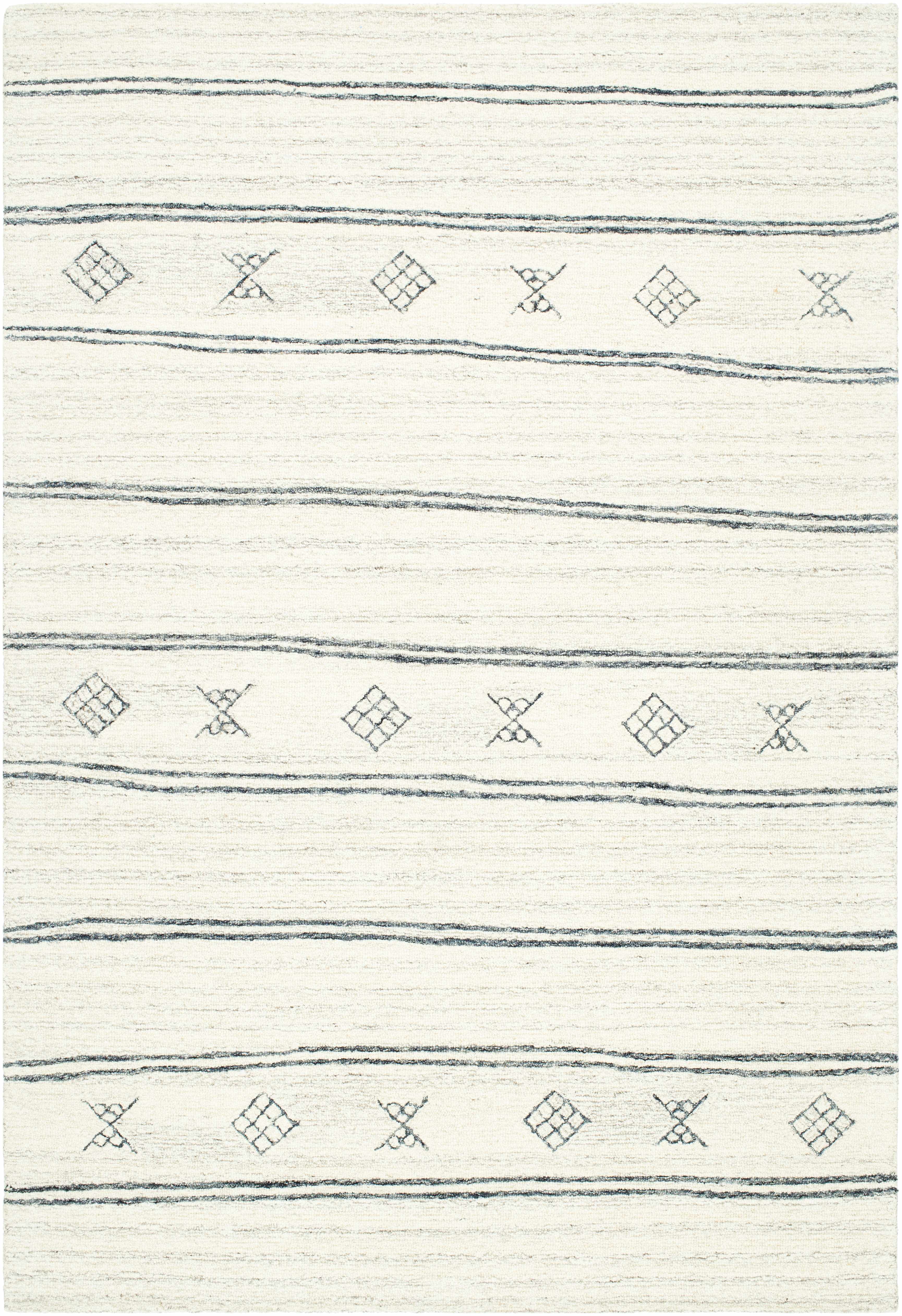 BoutiqueRugs Amaka Striped Geometric Area Rug - Off White, Dark Gray ...