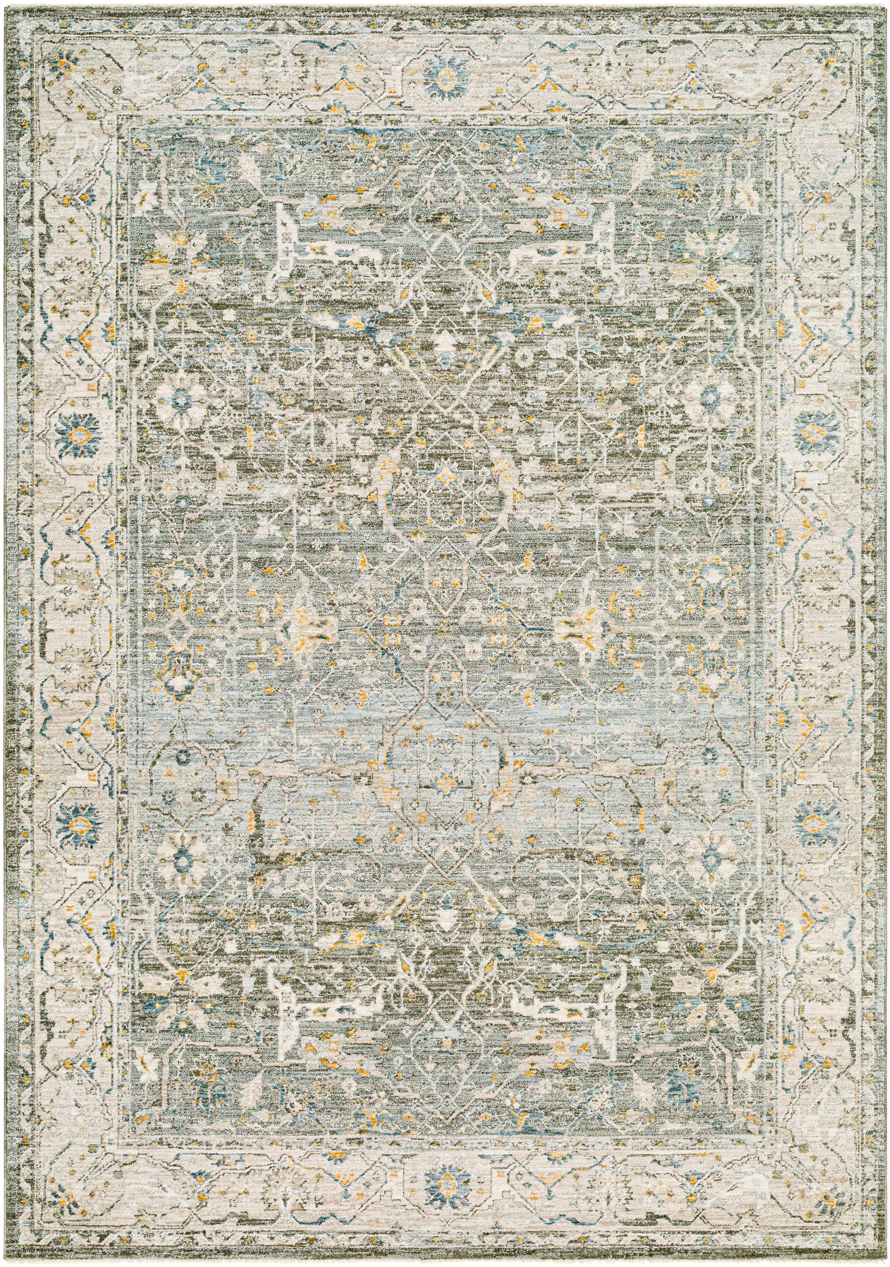 BoutiqueRugs Aviva Traditional Area Rug - Deep Teal, Dusty Sage, Taupe ...