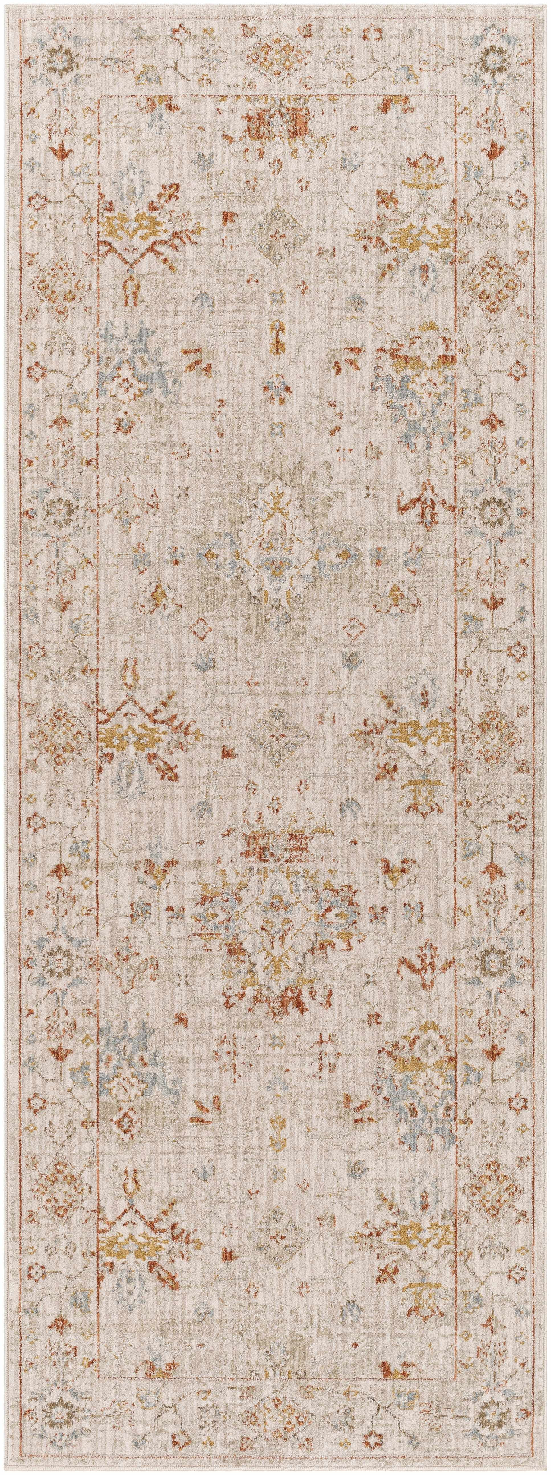 BoutiqueRugs Beausejour Traditional Runner Rug - Rust, Olive, Denim - 2 ...