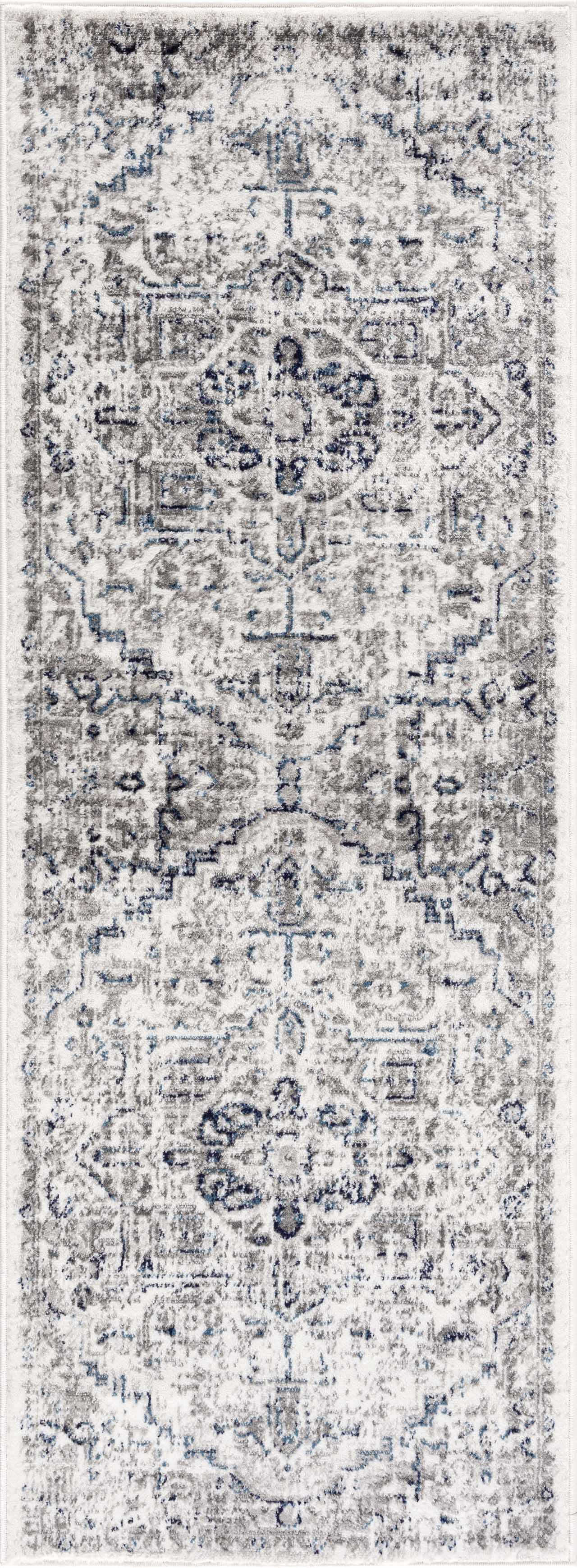 Boutique Rugs BuenAvencyura Farmhouse Runner Rug - Cream, Navy - 2'7" x ...
