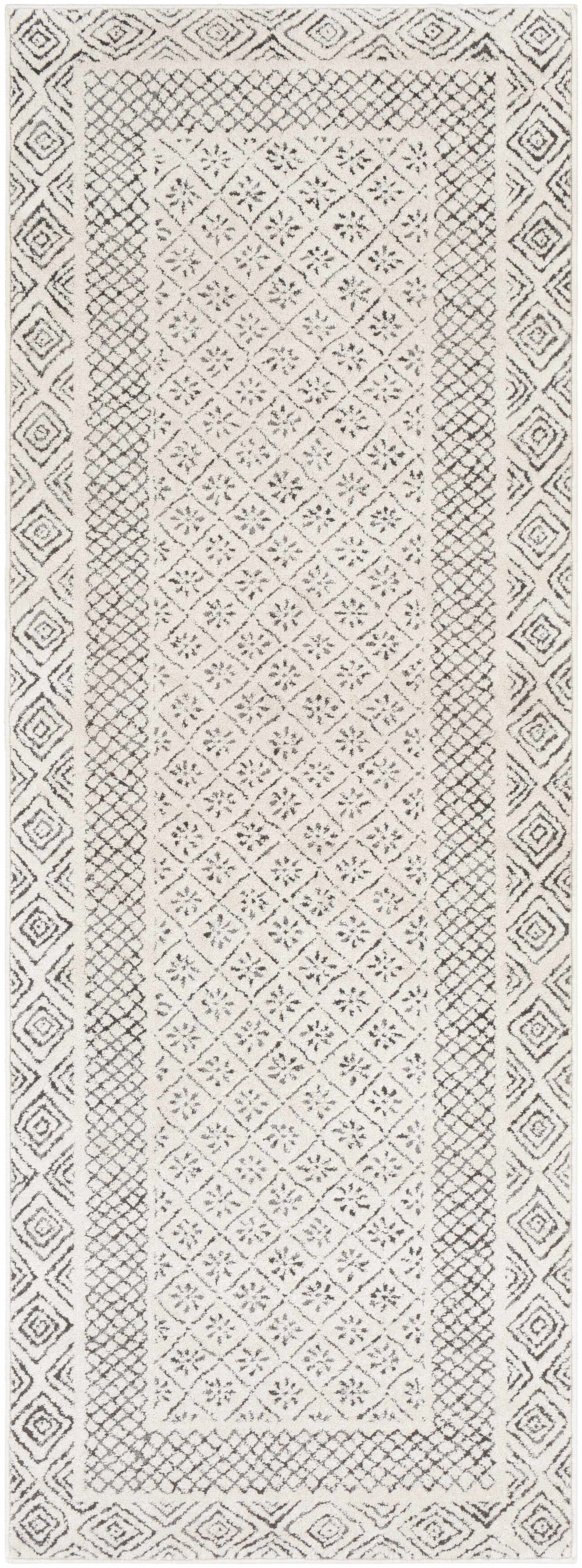 BoutiqueRugs Burdette Farmhouse Black and White Soft Neutral Runner Rug ...