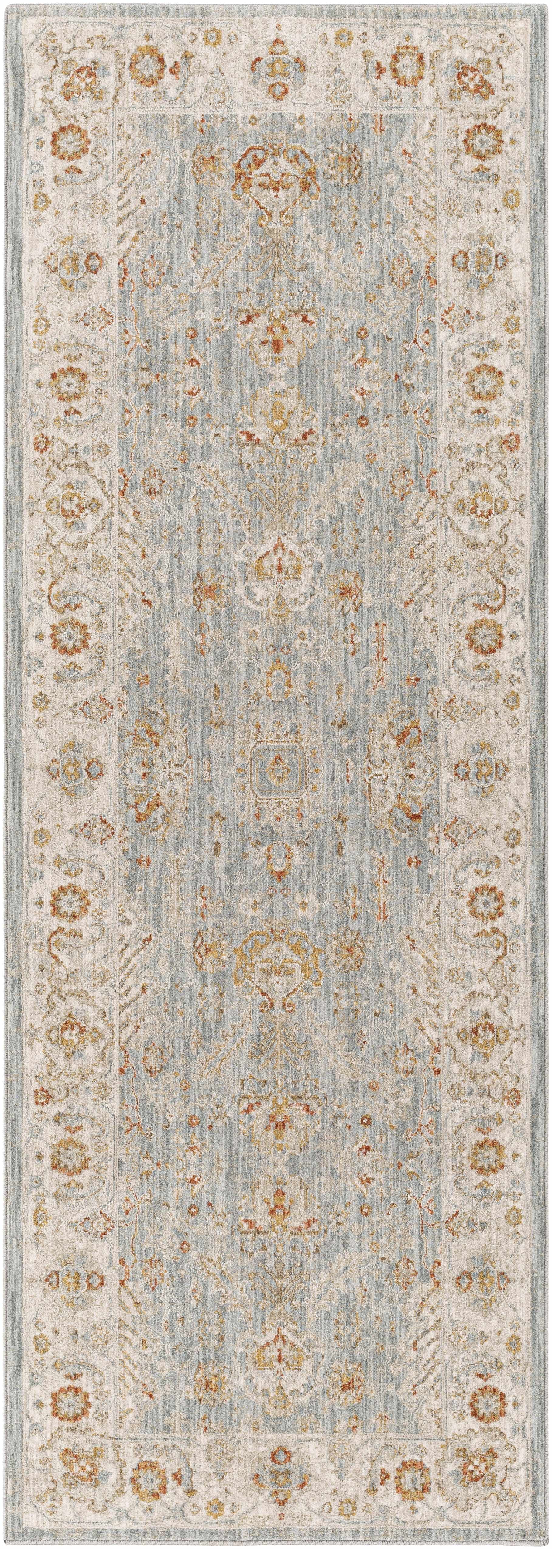 Boutique Rugs Camrose Traditional Runner Rug - Denim, Sage, Rust - 2'7 ...