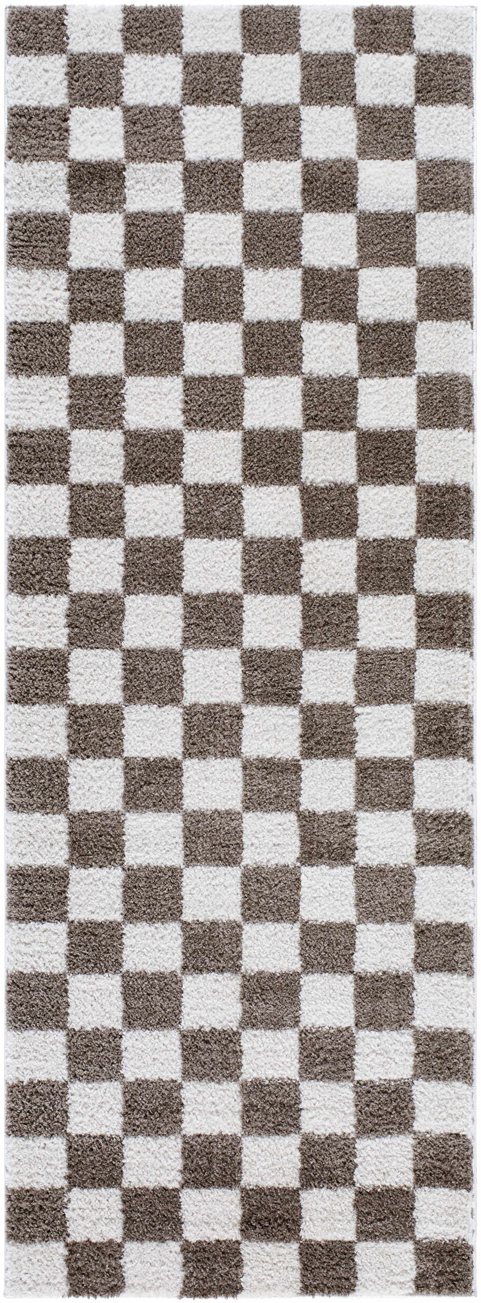 Boutique Rugs Canika Modern Checkered Shag Runner Rug - High Pile ...