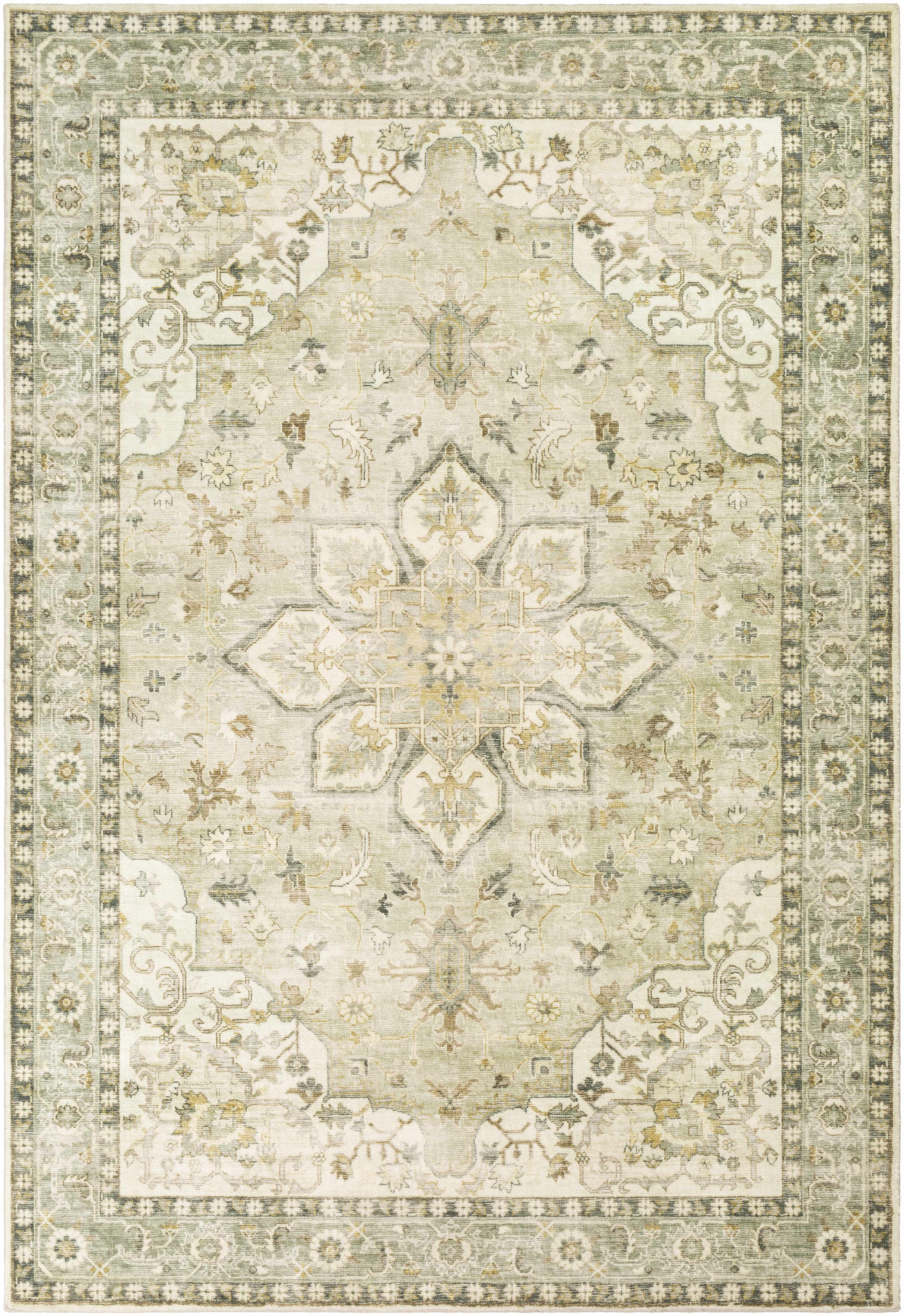 BoutiqueRugs Crondall Traditional Sage Medallion Area Rug - Cream, Sage ...