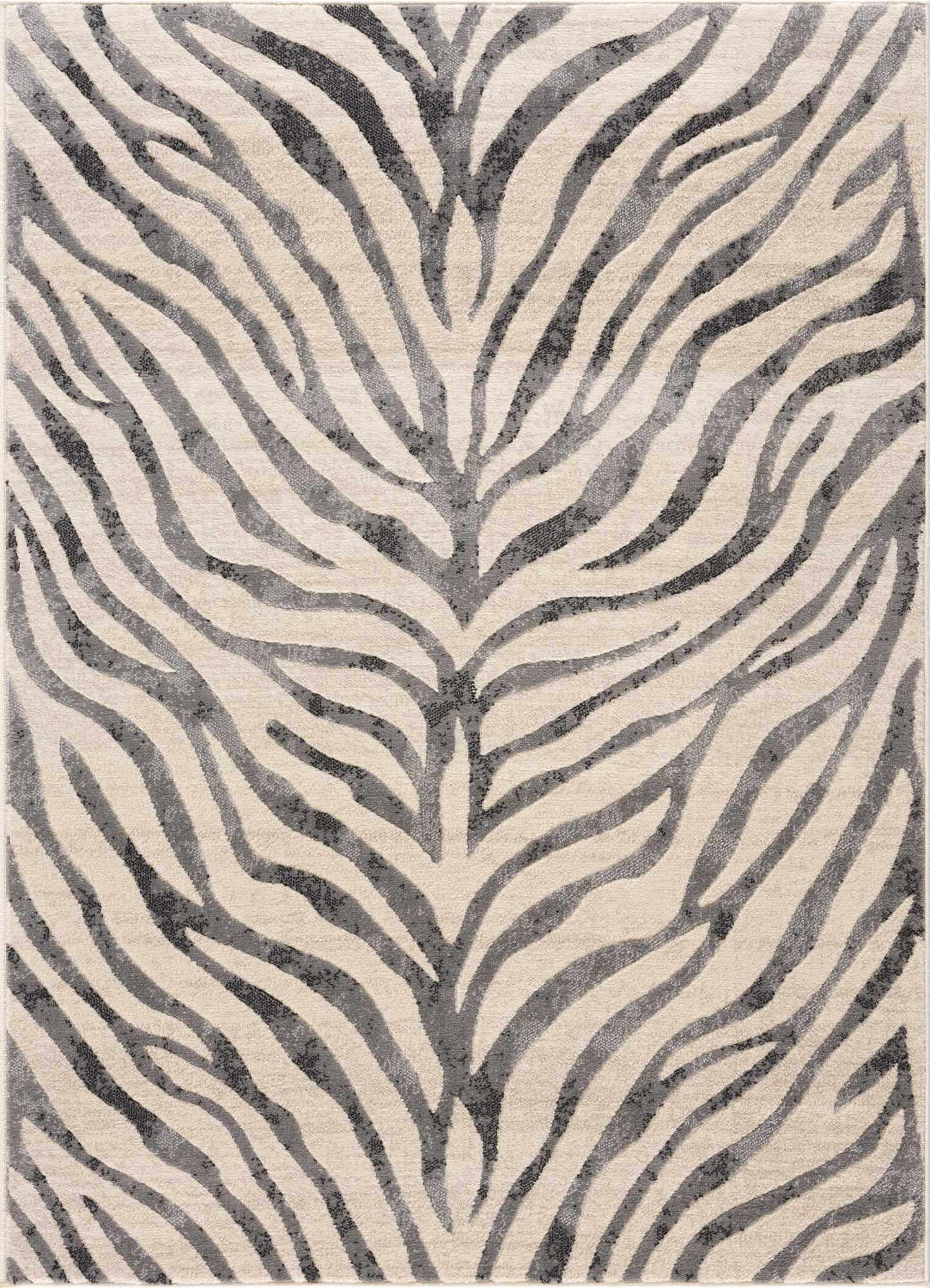 BoutiqueRugs Ecorse Zebra Print Area Rug - Black, Charcoal, Peach - 2 ...