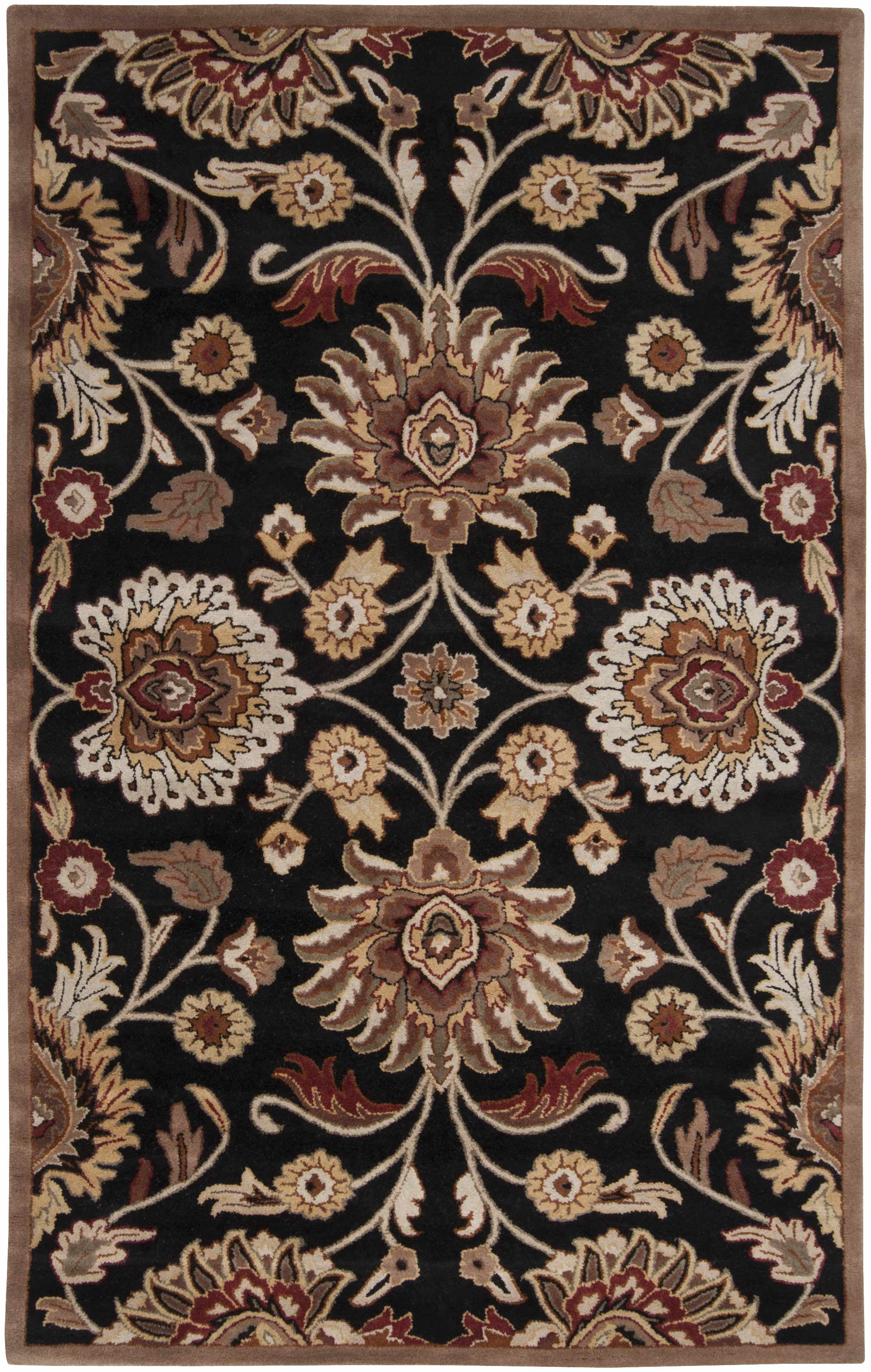 BoutiqueRugs Holsworthy Traditional Area Rug - Black, Dark Red, Mustard ...