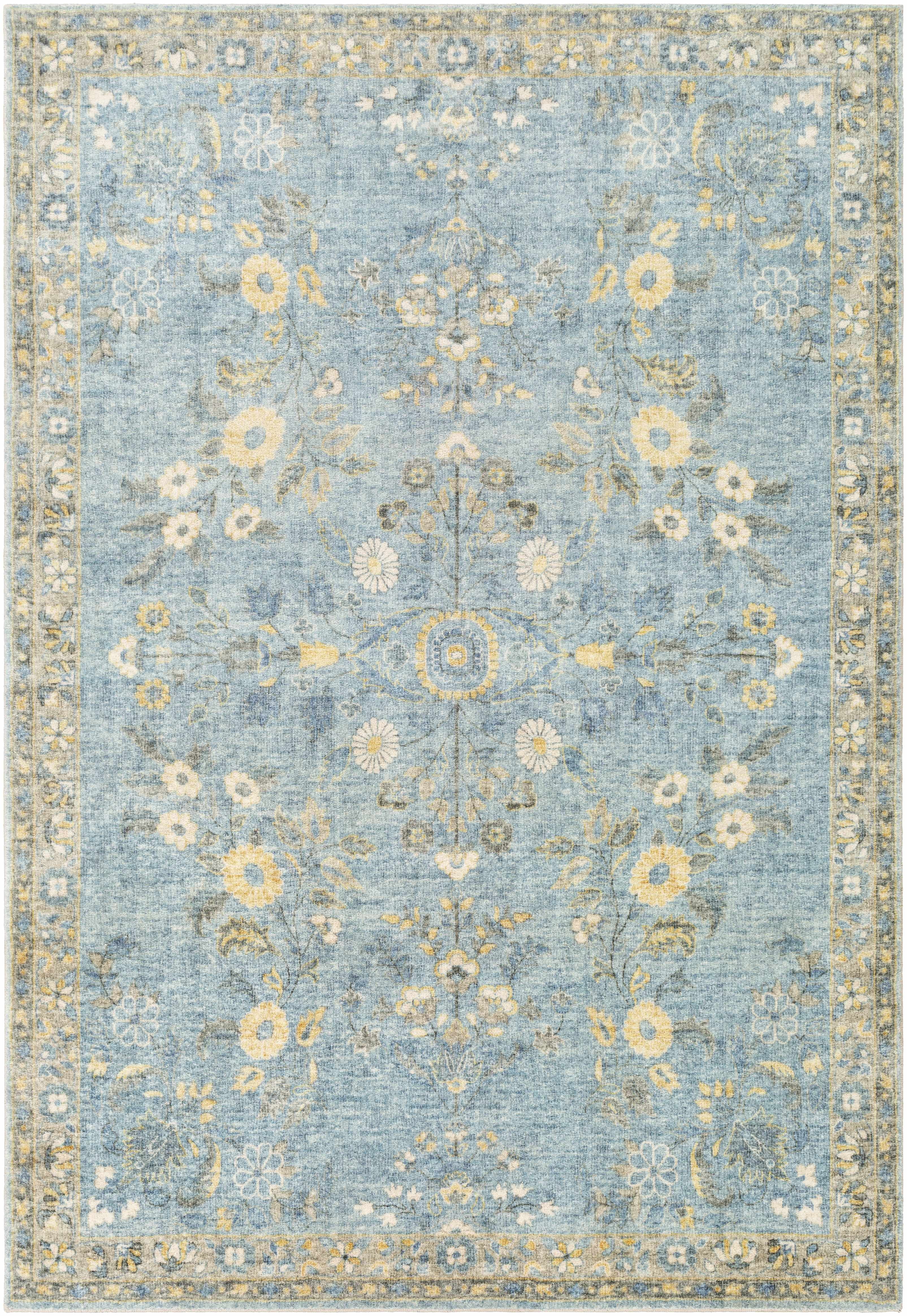 BoutiqueRugs Marino Traditional Area Rug - Denim, Cream, Gray - 5'3" x ...