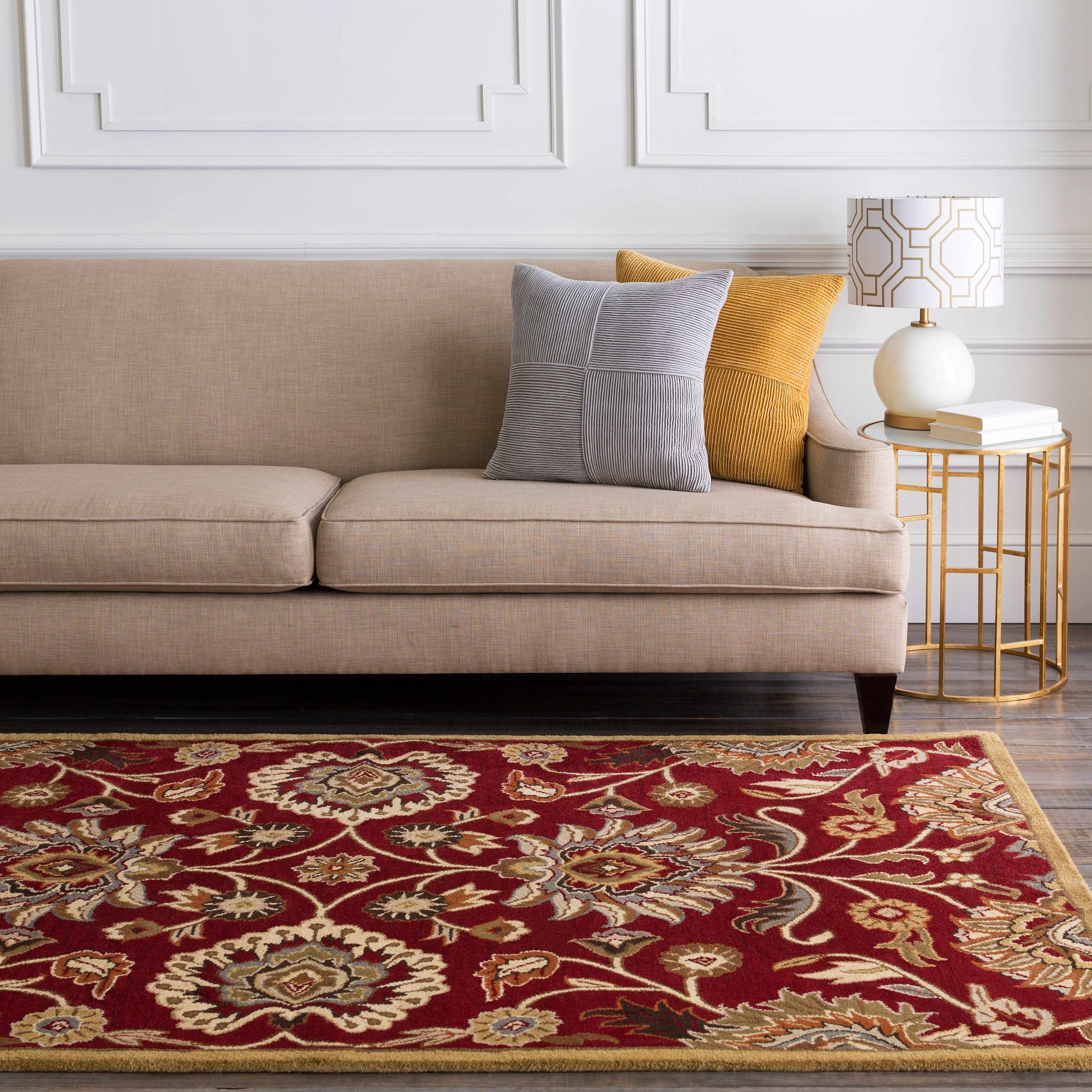 BoutiqueRugs Masaryktown Traditional Area Rug - Dark Red, Mustard, Tan ...