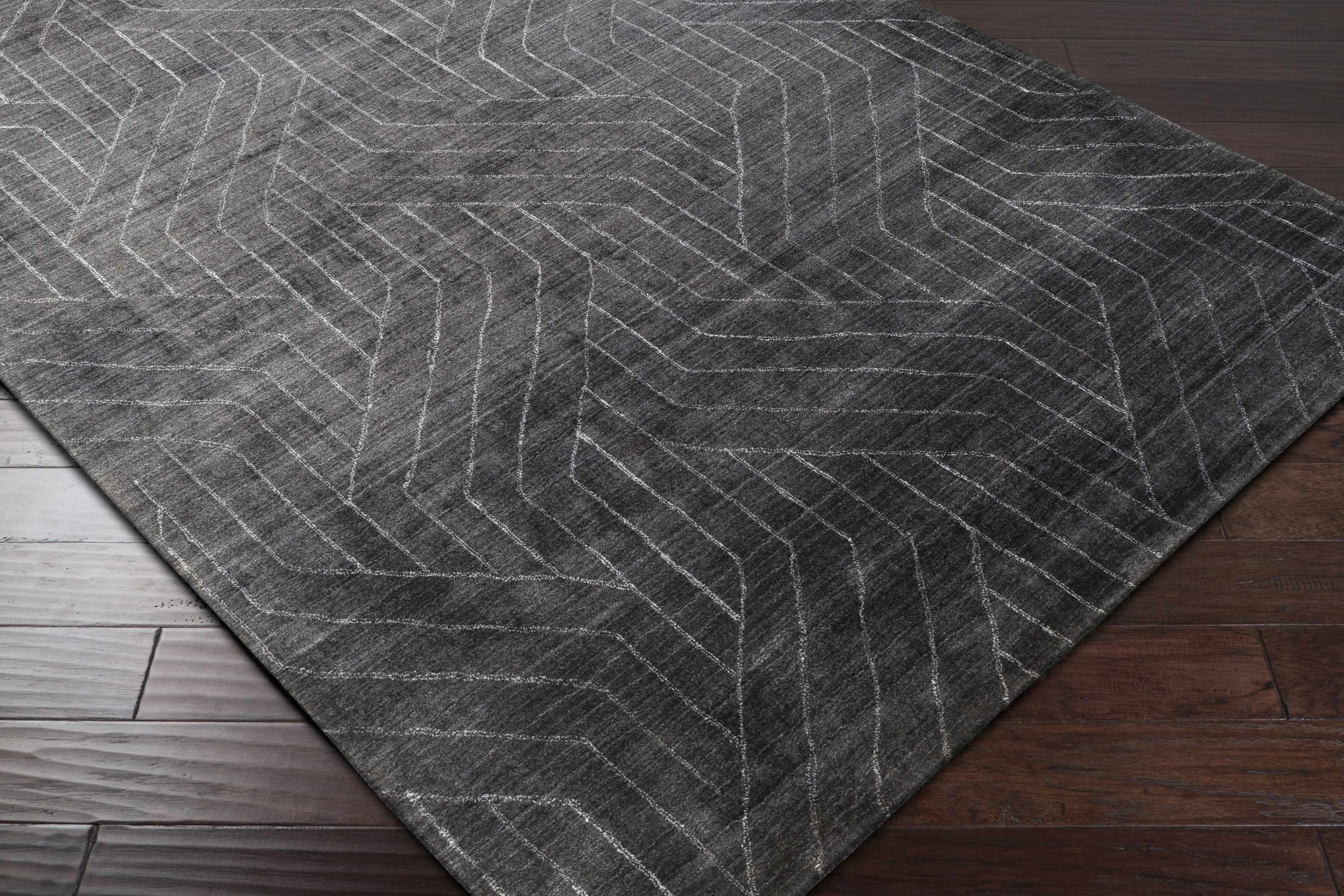 BoutiqueRugs Noctor Contemporary Area Rug - Black, Charcoal, White - 4 ...