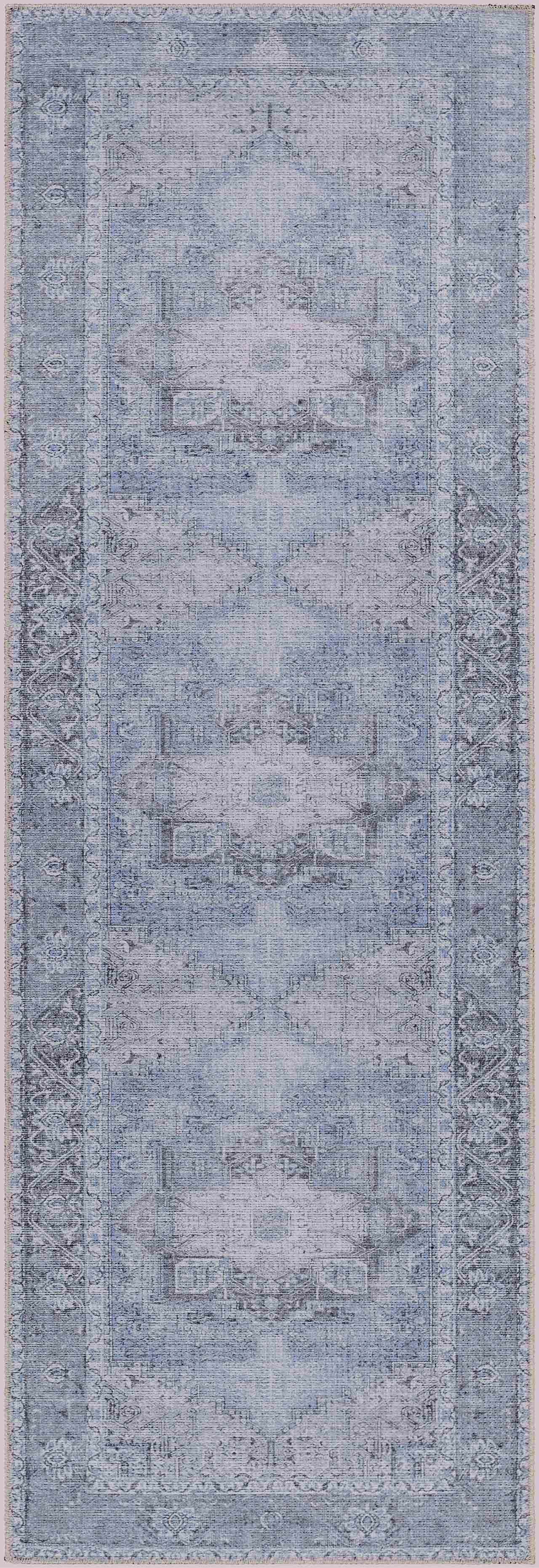 BoutiqueRugs Rosman Farmhouse Runner Rug - Machine Washable - Sky Blue ...