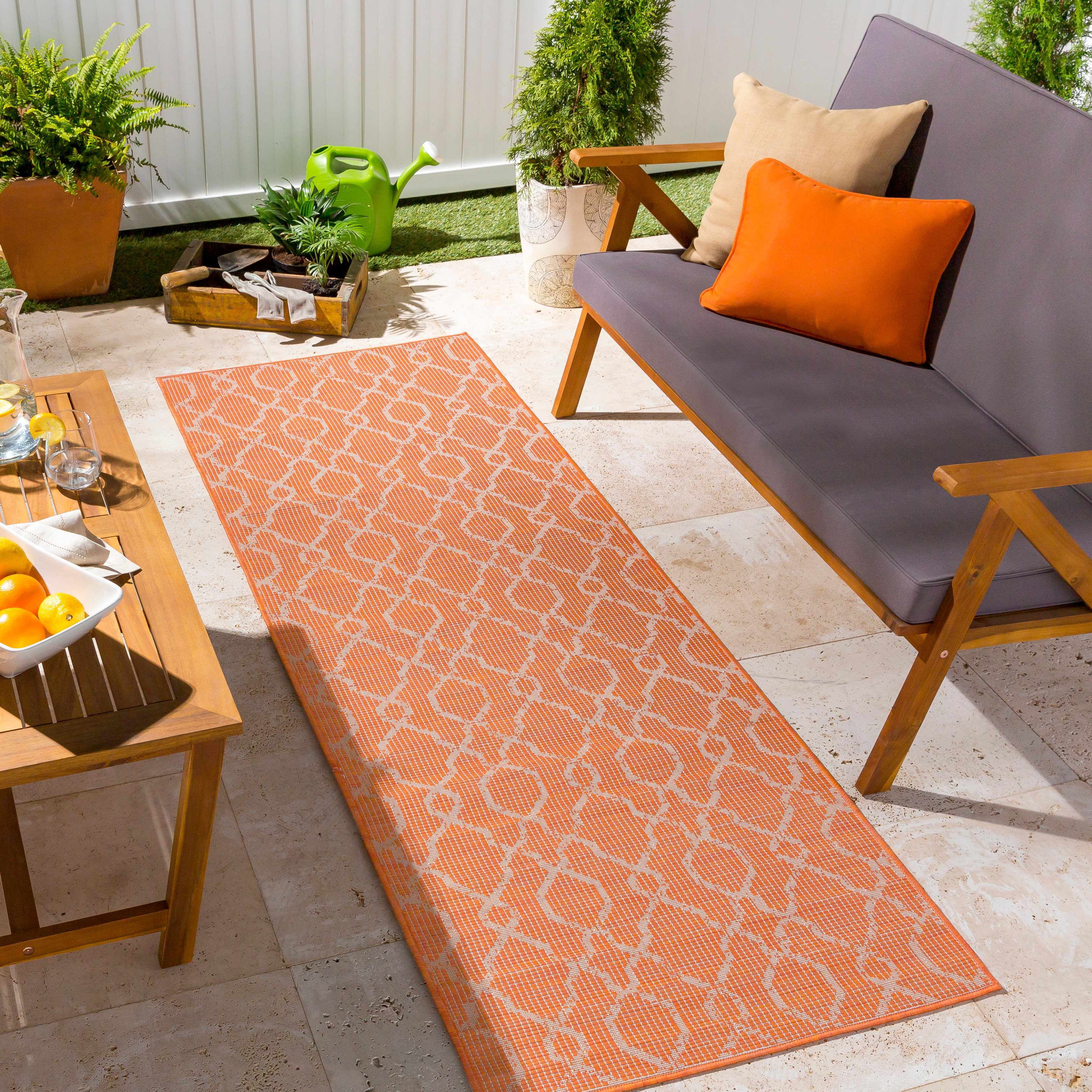 BoutiqueRugs Rowde Traditional Runner Rug - Outdoor Safe - Burnt Orange ...