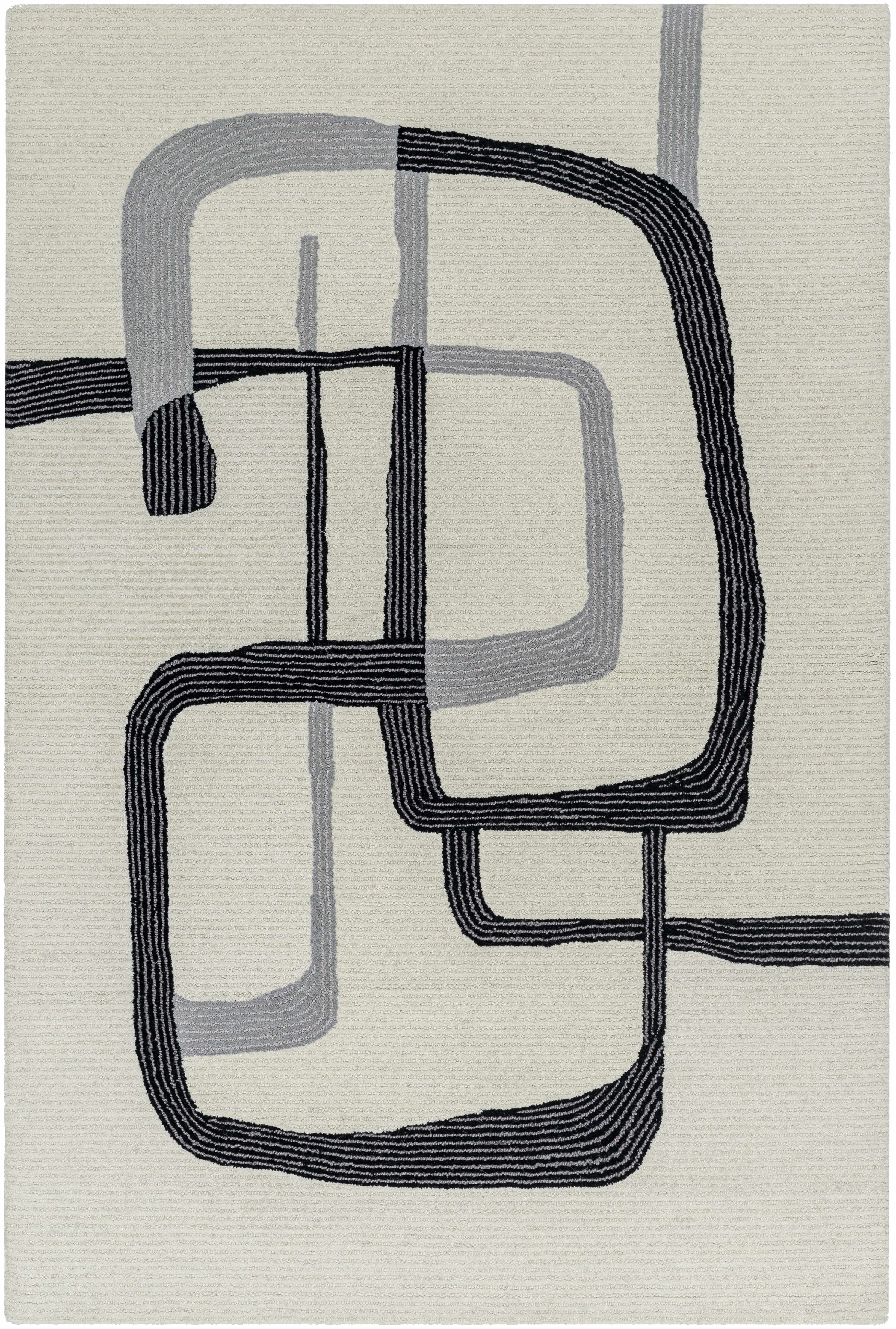 BoutiqueRugs Ulfah Contemporary Area Rug - Ash, Jet Black - 2' x 3 ...