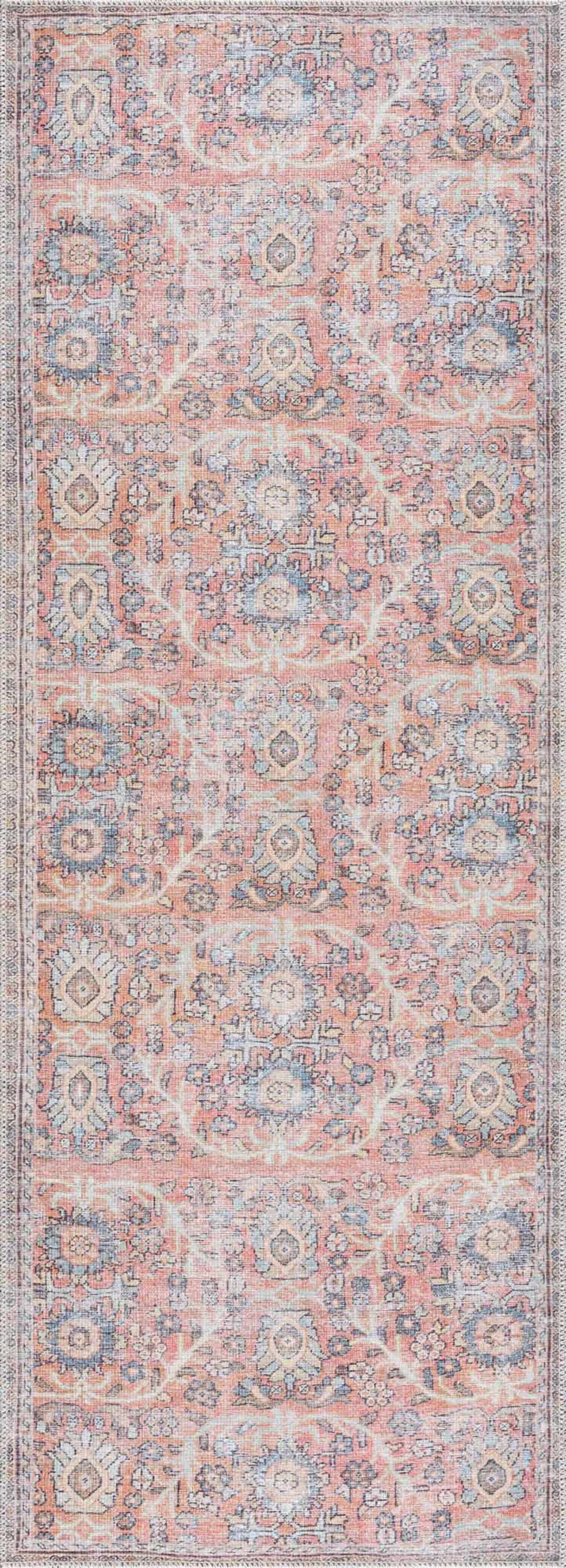 Boutique Rugs Urpi Farmhouse Runner Rug - Machine Washable - Peach ...