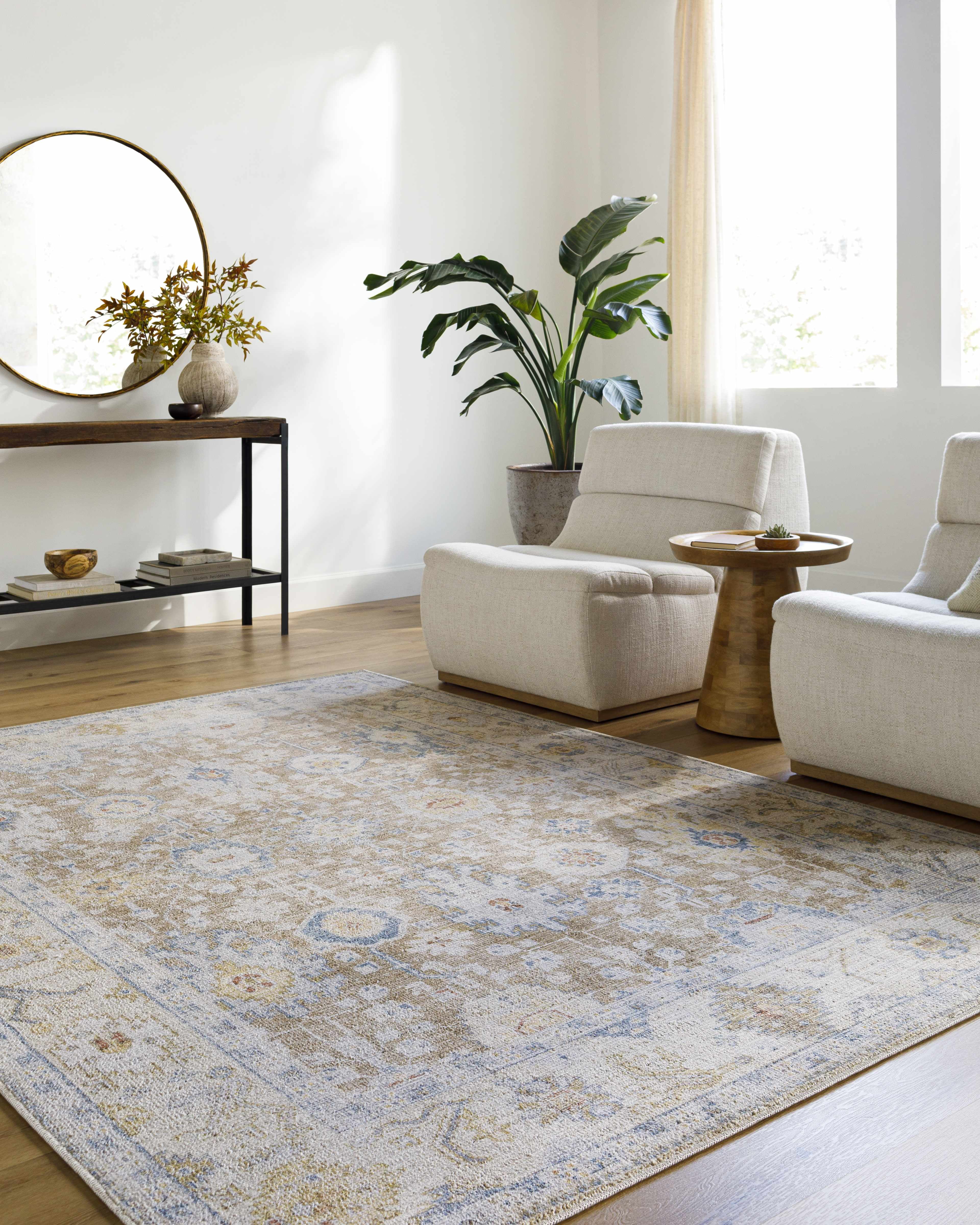 BoutiqueRugs Widad Traditional Runner Rug - Mustard, Beige, Denim - 2'7 ...