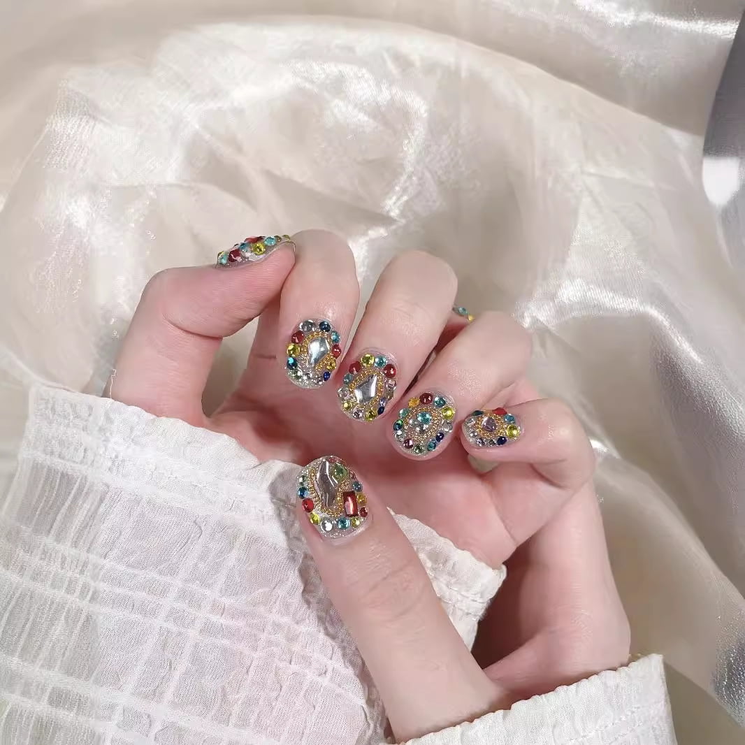 Boutique flash full diamond pure hand-worn nail phototherapy nail patch ...