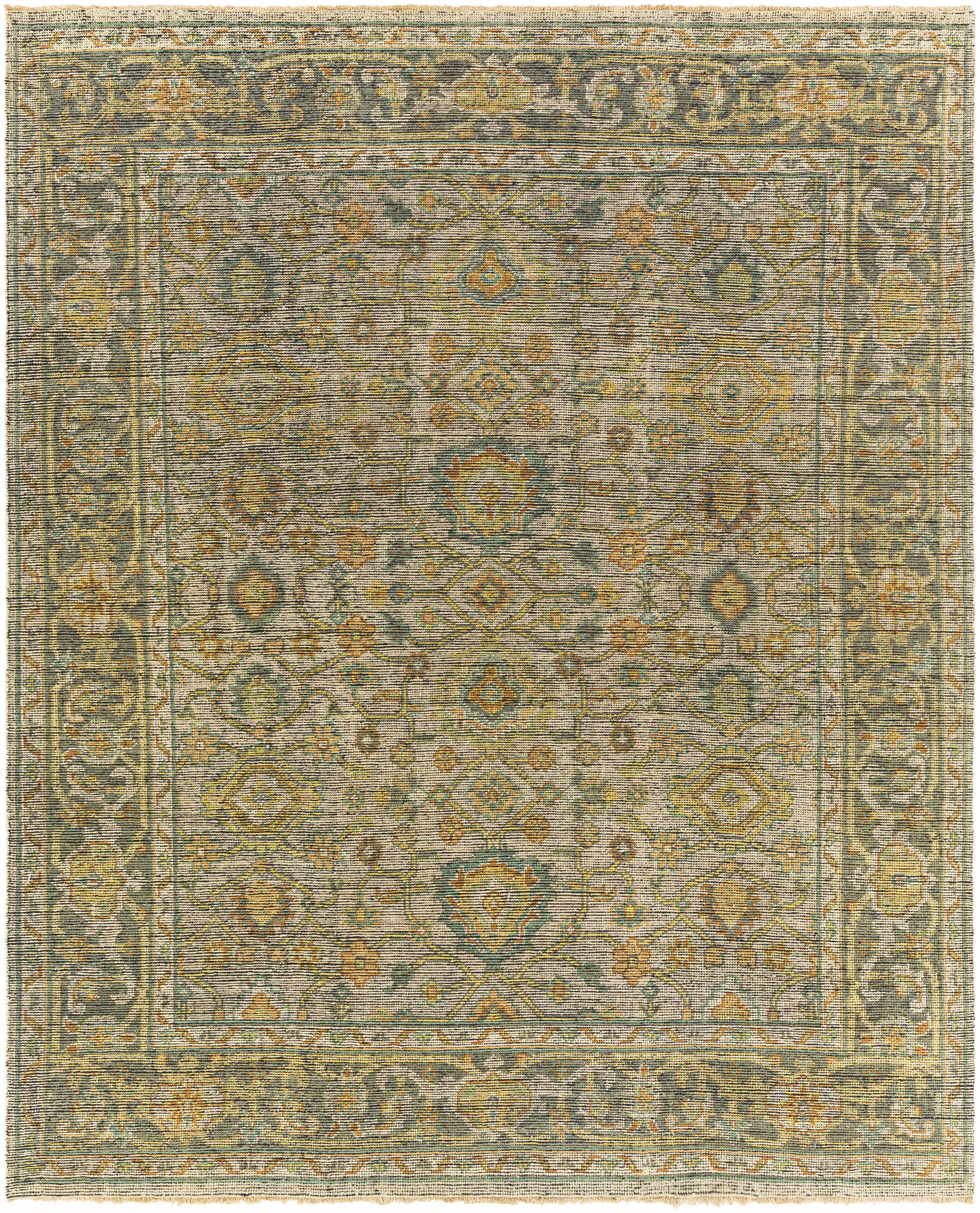 BoutiqueRugs Coylton Traditional Area Rug - Black, Burnt Orange, Teal ...
