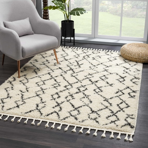 BoutiqueRugs Pahala Boho Moroccan Geometric Shag Area Rug - High Pile ...