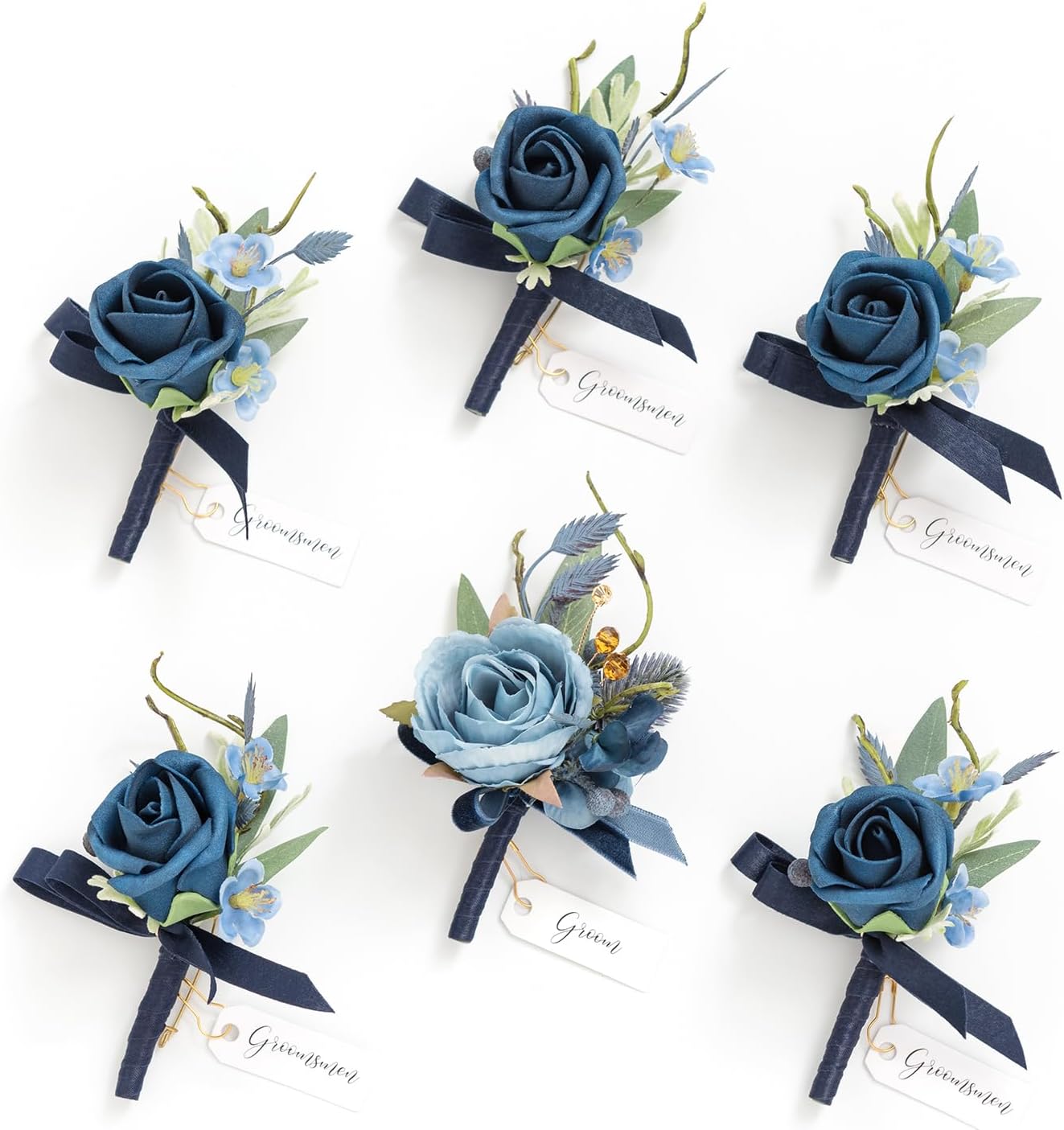 Boutonniere for Men, 6pcs Groom Groomsmen Boutonniere, Artificial ...