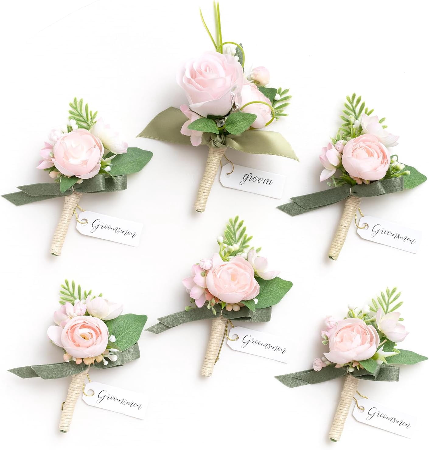 Boutonniere for Men, 6pcs Groom Groomsmen Boutonniere, Artificial ...